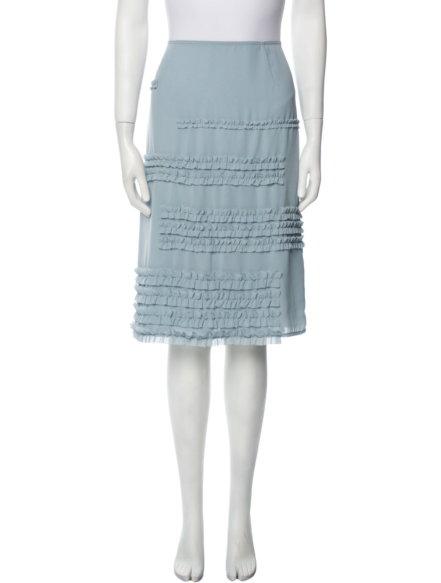 Alice + Olivia Ruffle Embellishment Midi Length Skirt - Blue Skirts ...