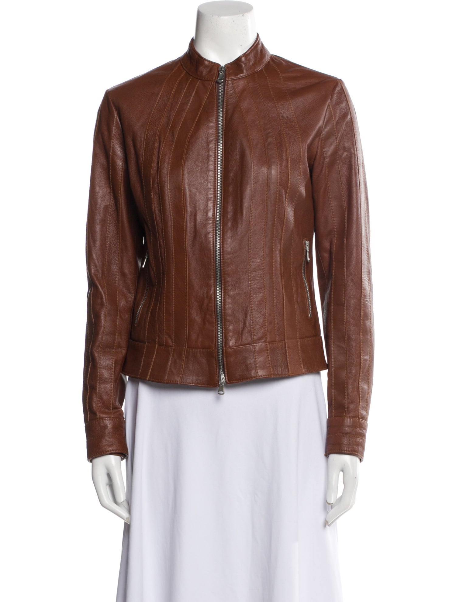Moda Italiana Leather Biker Jacket - Brown Jackets, Clothing ...
