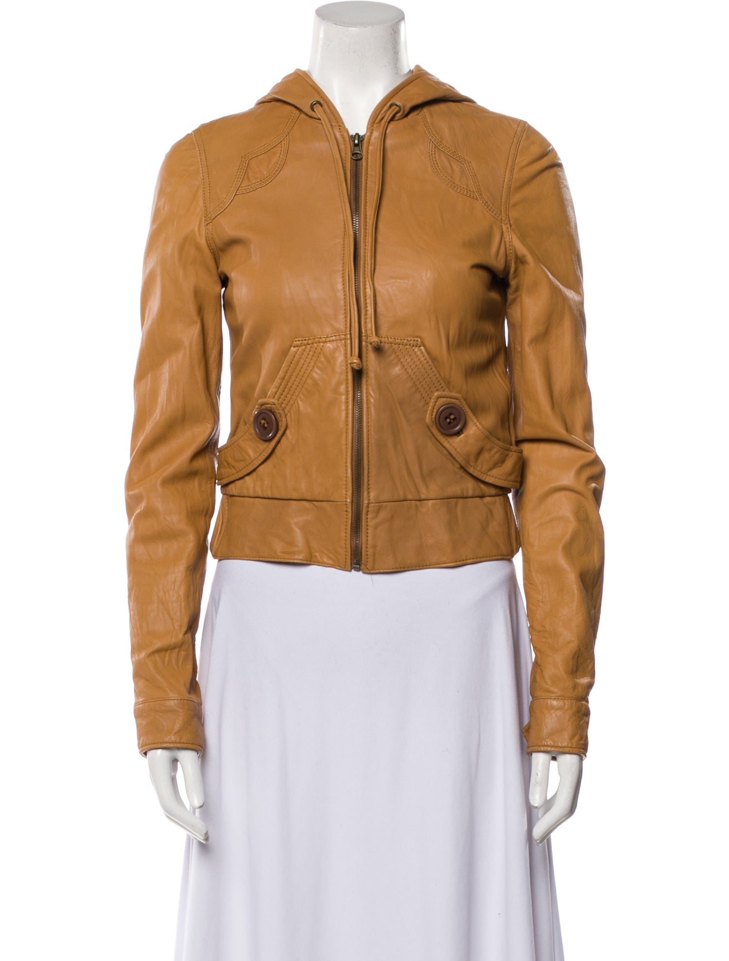 Mike & Chris Leather Biker Jacket - Brown Jackets, Clothing - WMK20406 ...