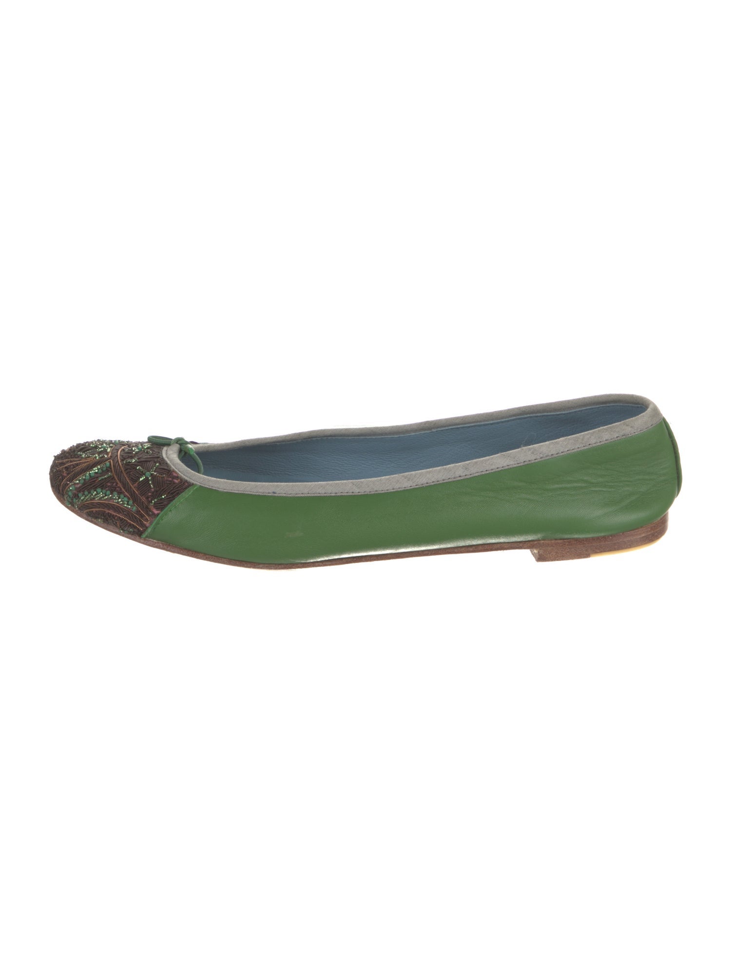 Meher Kakalia Leather Printed Ballet Flats - Green Flats, Shoes ...
