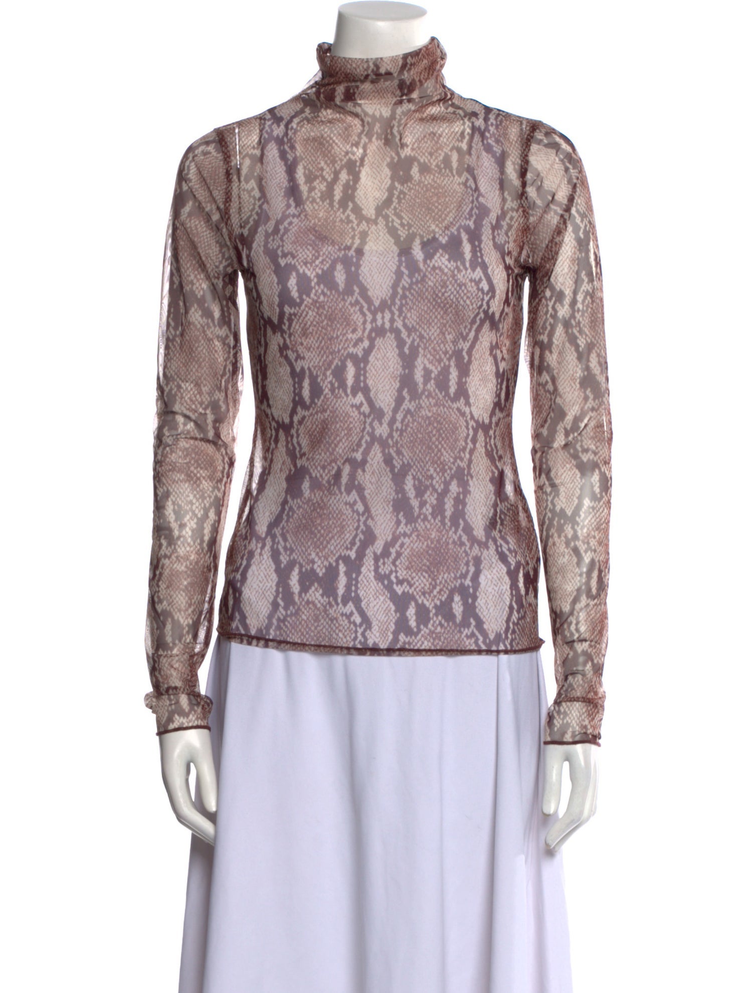 Simon Miller Animal Print Turtleneck Blouse - Neutrals Tops, Clothing ...