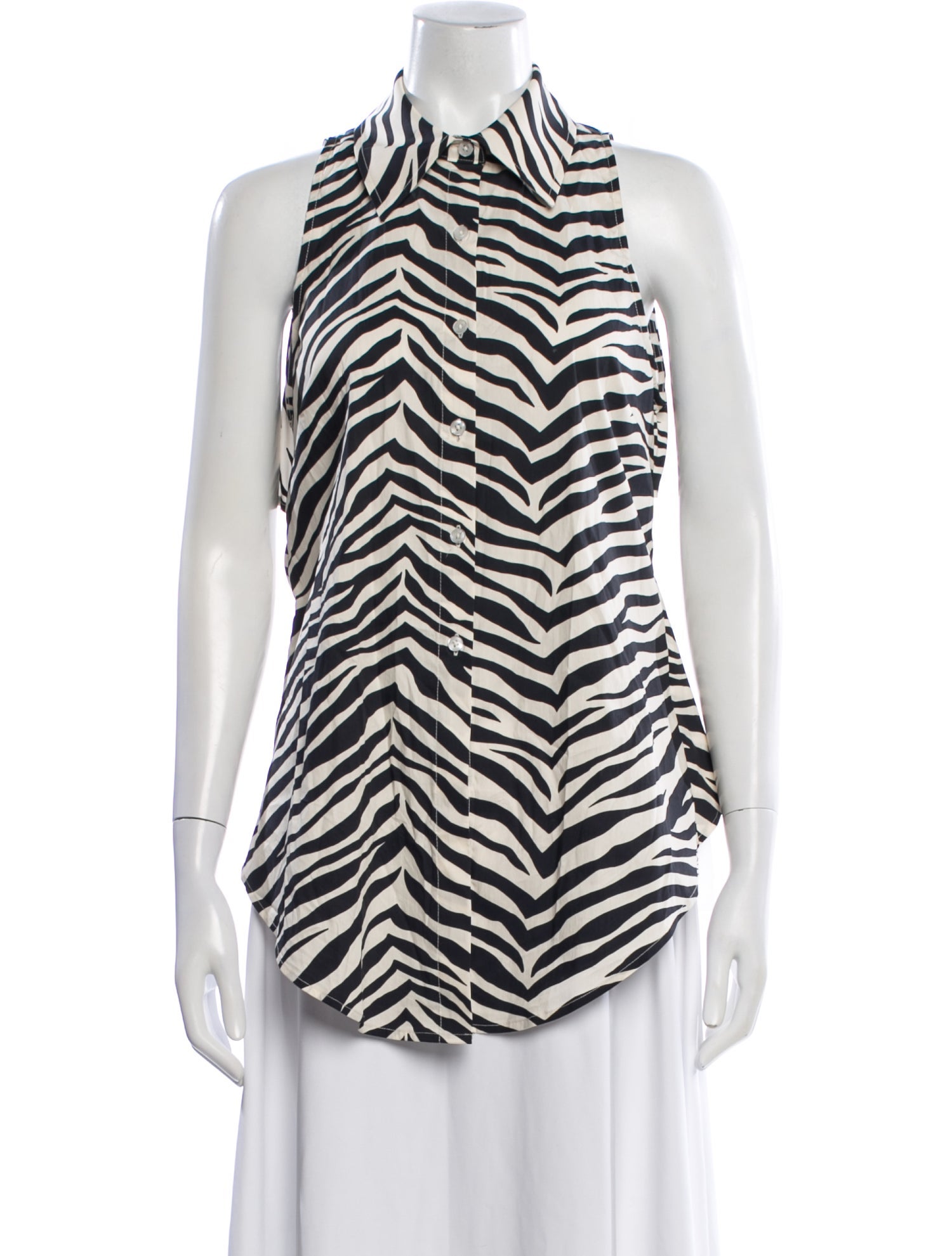 Simon Miller Animal Print Sleeveless Button-Up Top - Neutrals Tops ...