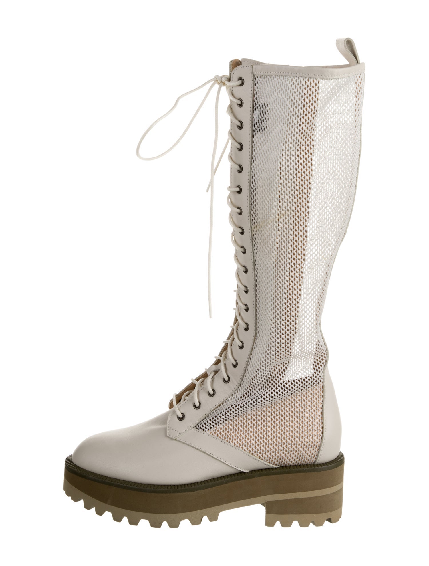 Mlouye Leather Colorblock Pattern Combat Boots - Neutrals Boots, Shoes ...