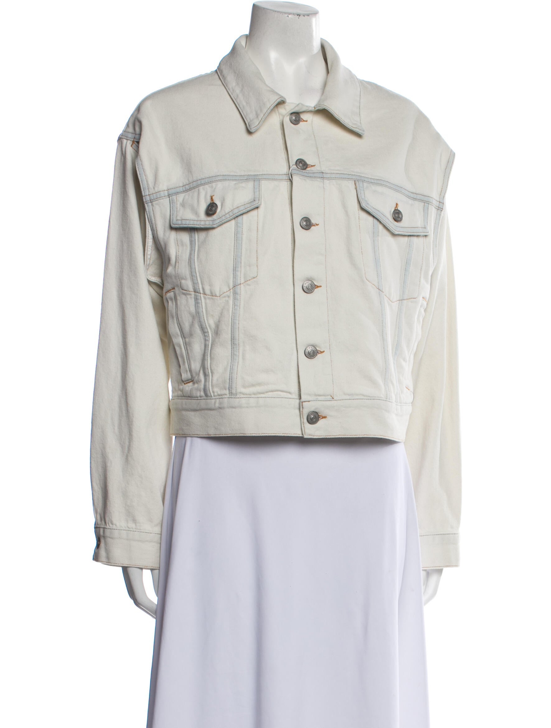 MM6 Maison Margiela Denim Jacket - White Jackets, Clothing - WMM38967 ...