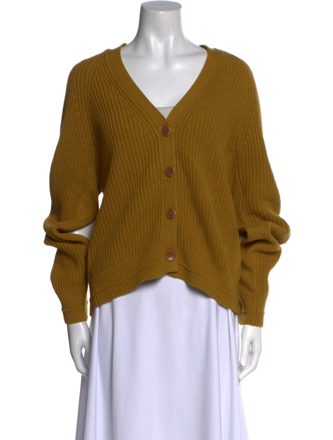 Maria McManus Cashmere V-Neck Sweater w/ Tags - Yellow Knitwear, Clothing - WMMAC21555 | The ...
