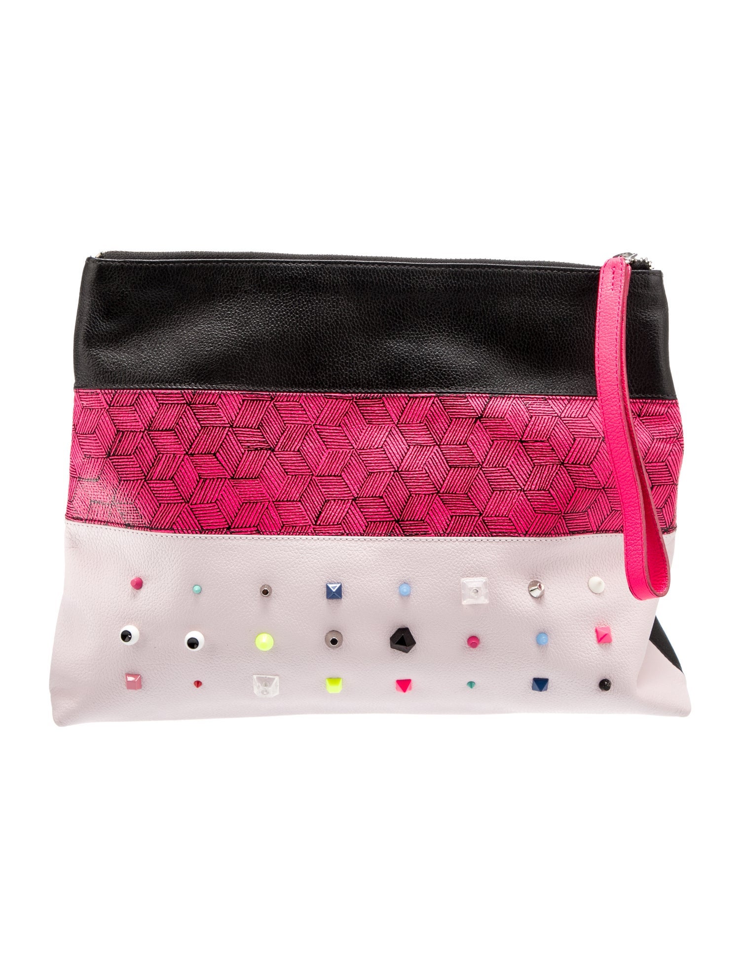 Min & Mon Studded Leather Clutch - Black Clutches, Handbags ...