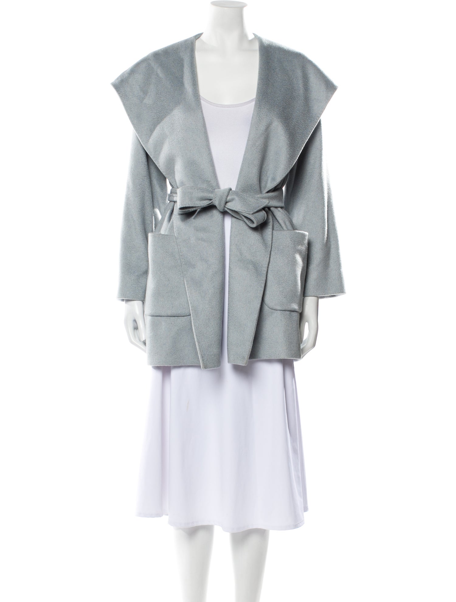 Max Mara Studio Cashmere Trench Coat - Blue Coats, Clothing ...