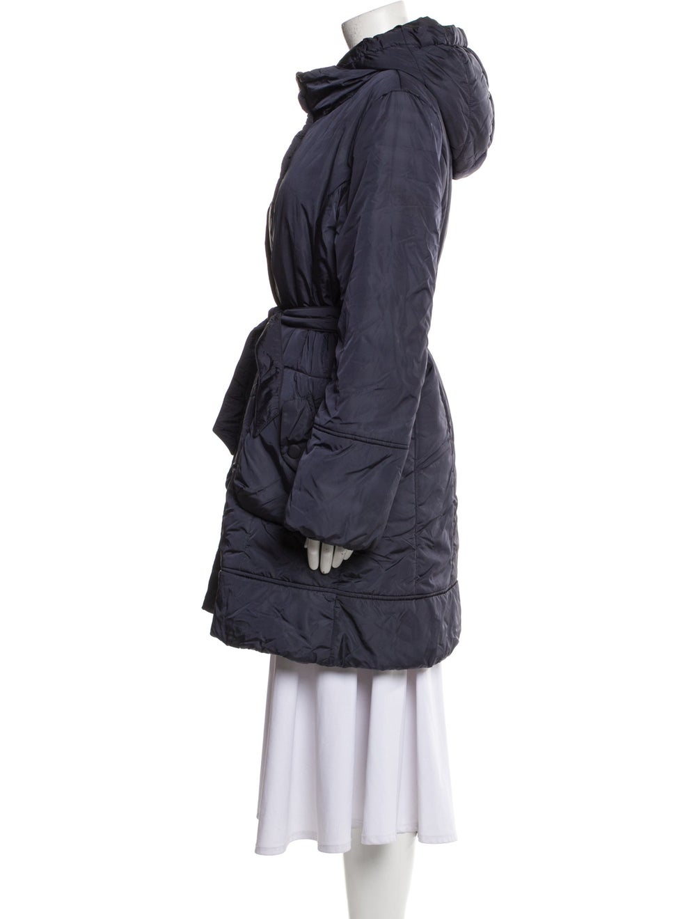 Max Mara Studio Parka Blue With Hood Stand Collar Kne… - Gem