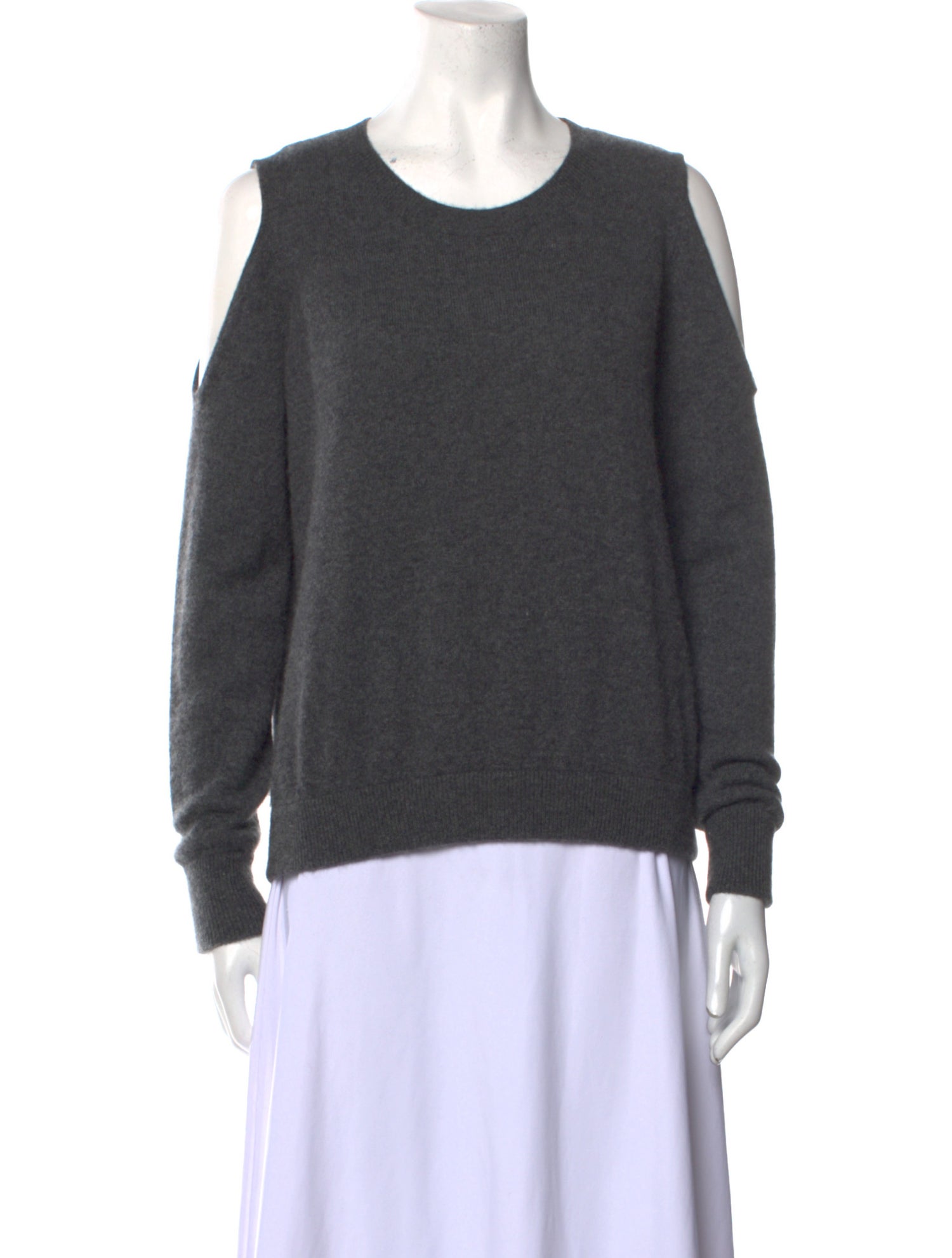 Minnie Rose Cashmere Scoop Neck Sweater - Grey Knitwear, Clothing ...