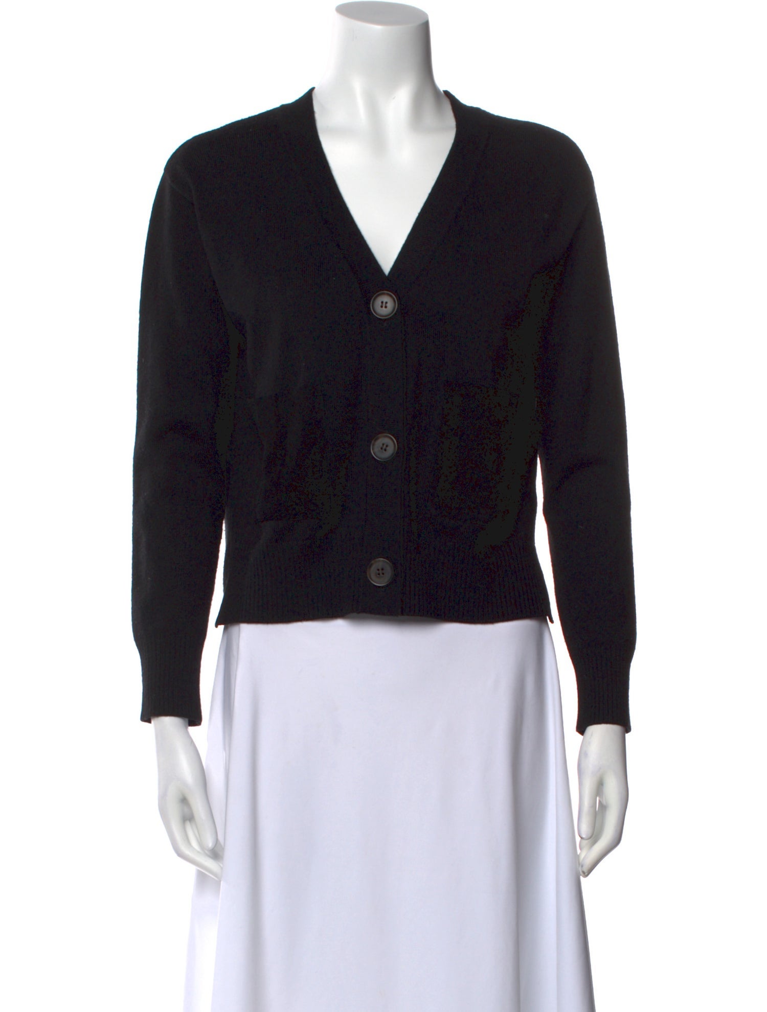 Minnie Rose Merino Wool V-Neck Sweater - Black Knitwear, Clothing ...