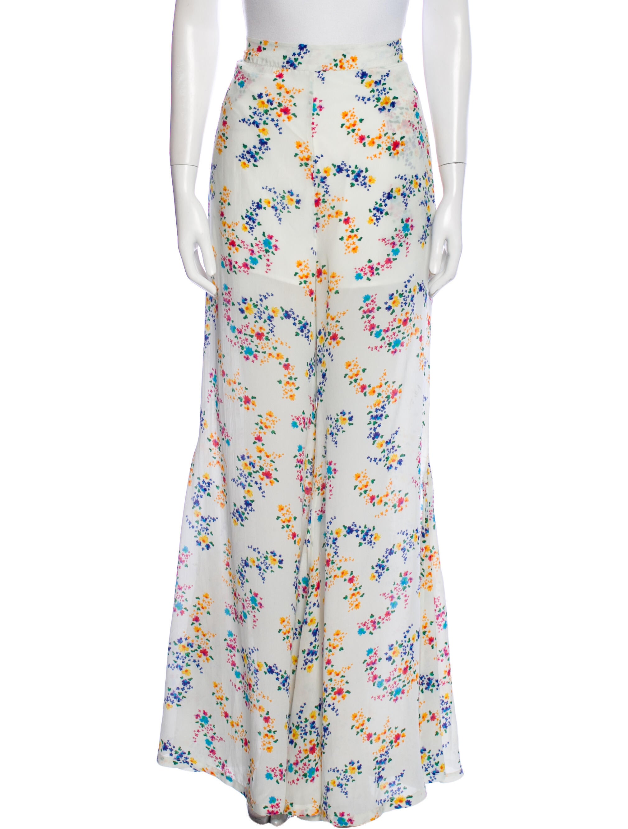 All Things Mochi Silk Wide Leg Pants - White, 14.25" Rise Pants ...