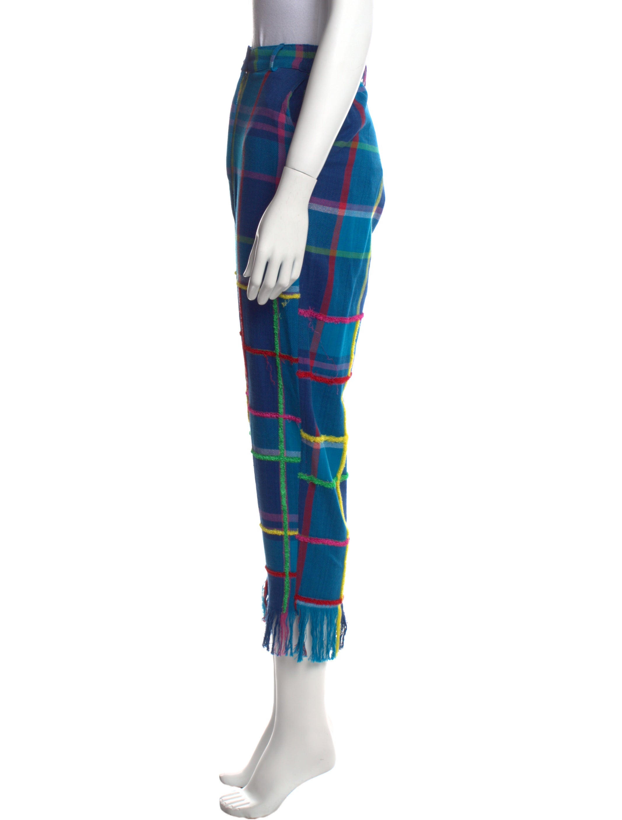 All Things Mochi Plaid Print Straight Leg Pants - Blue, 11.5" Rise ...