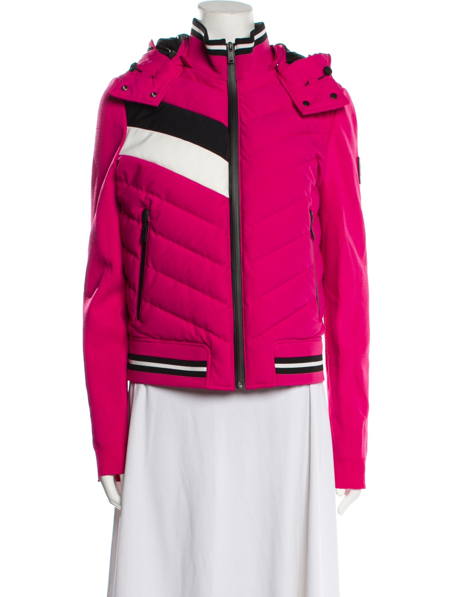 Moose Knuckles Colorblock Pattern Down Jacket - Pink Jackets, Clothing ...