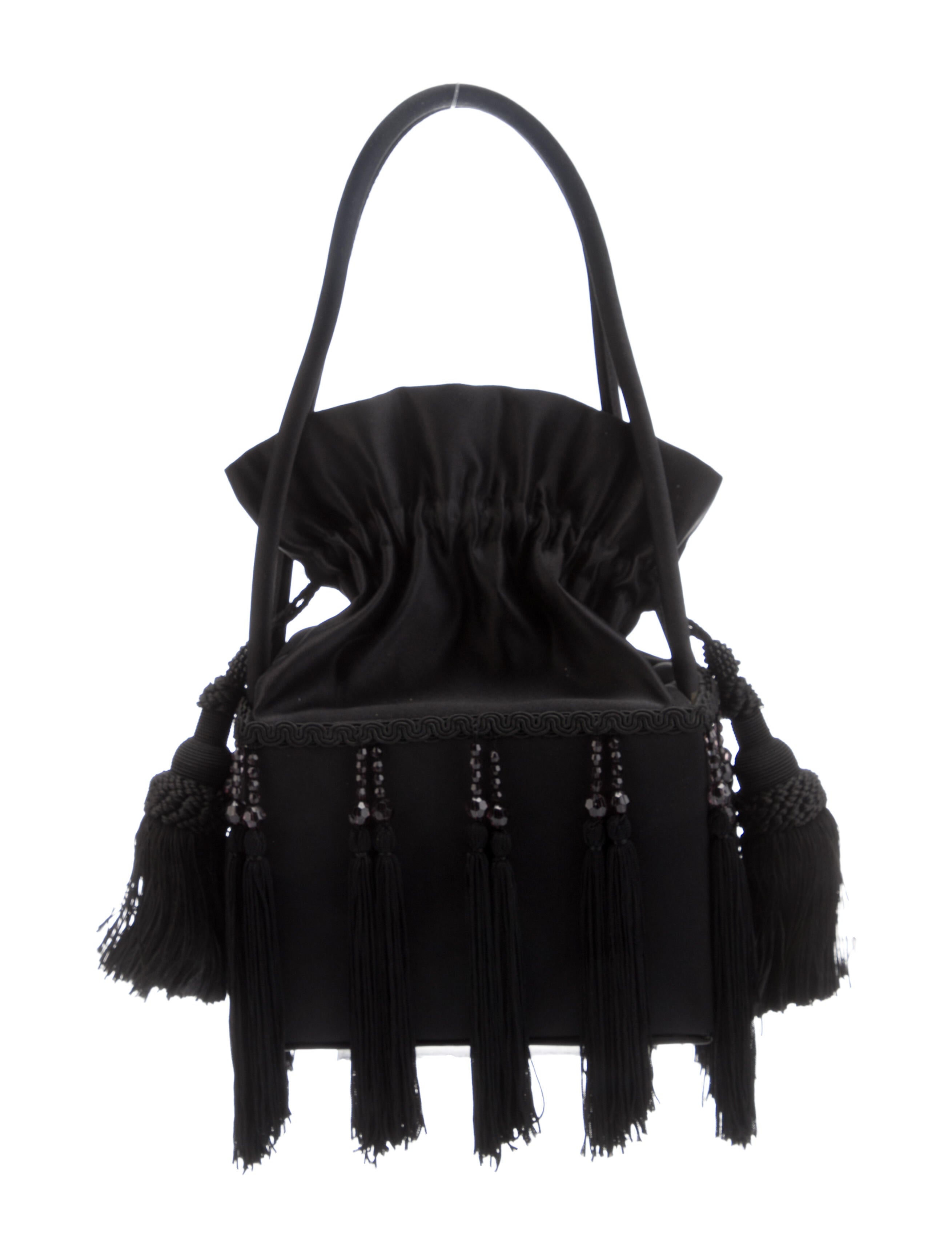 Moo Roo Embellished Satin Handle Bag - Black Handle Bags, Handbags ...