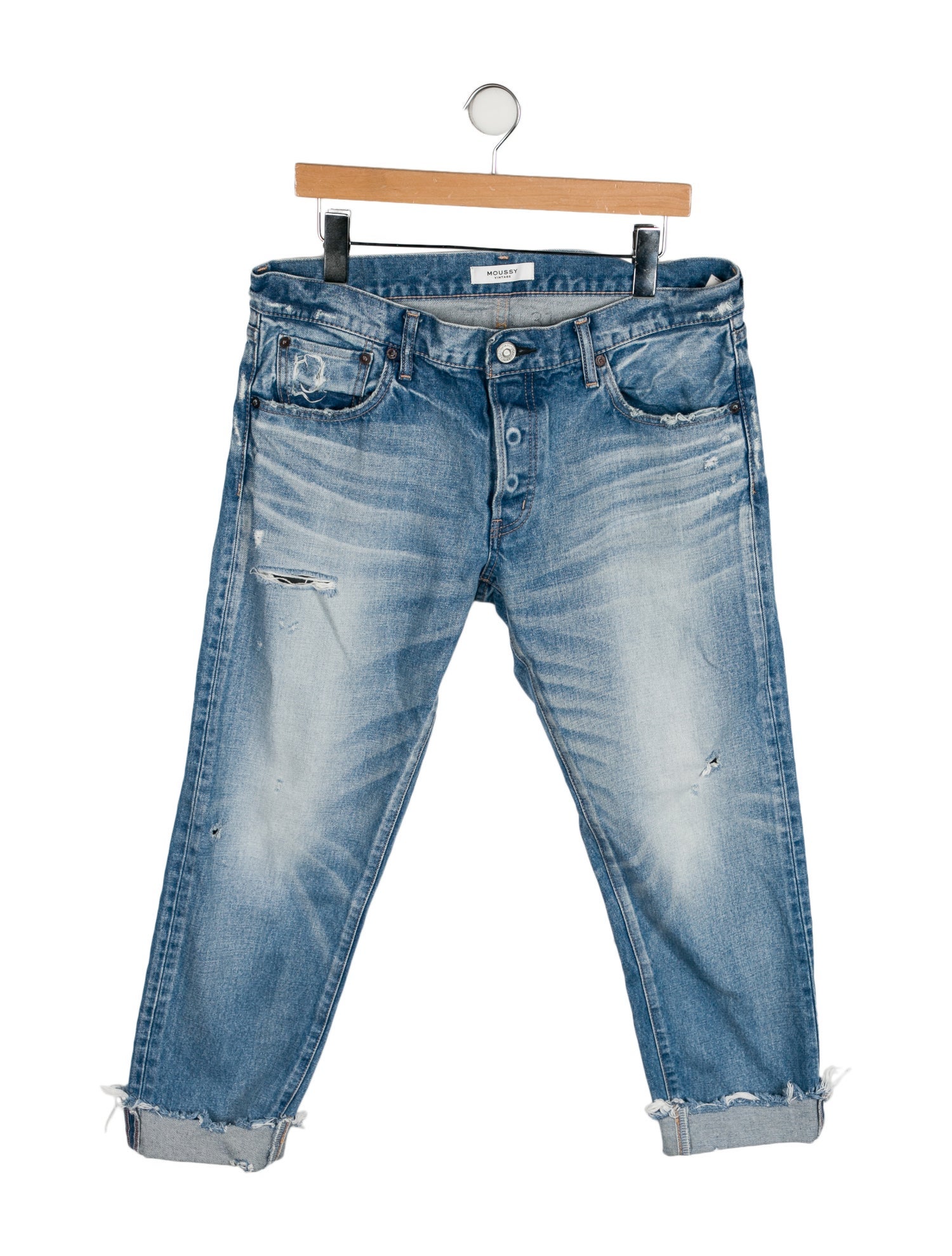 Moussy Mid-Rise Straight Leg Jeans - Blue Jeans, Clothing - WMOUS37593 ...