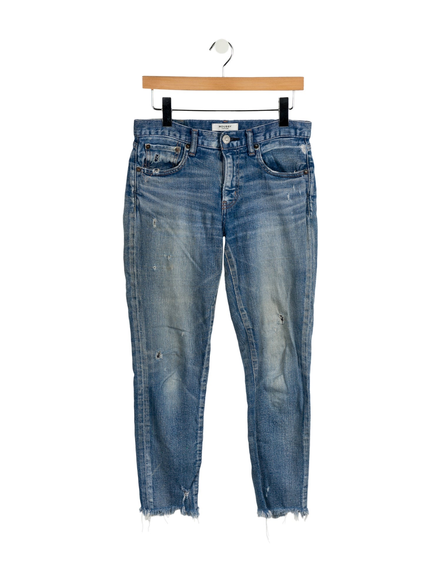 Moussy Mid-Rise Skinny Leg Jeans - Blue, 9.25" Rise Jeans, Clothing - WMOUS40333 | The RealReal
