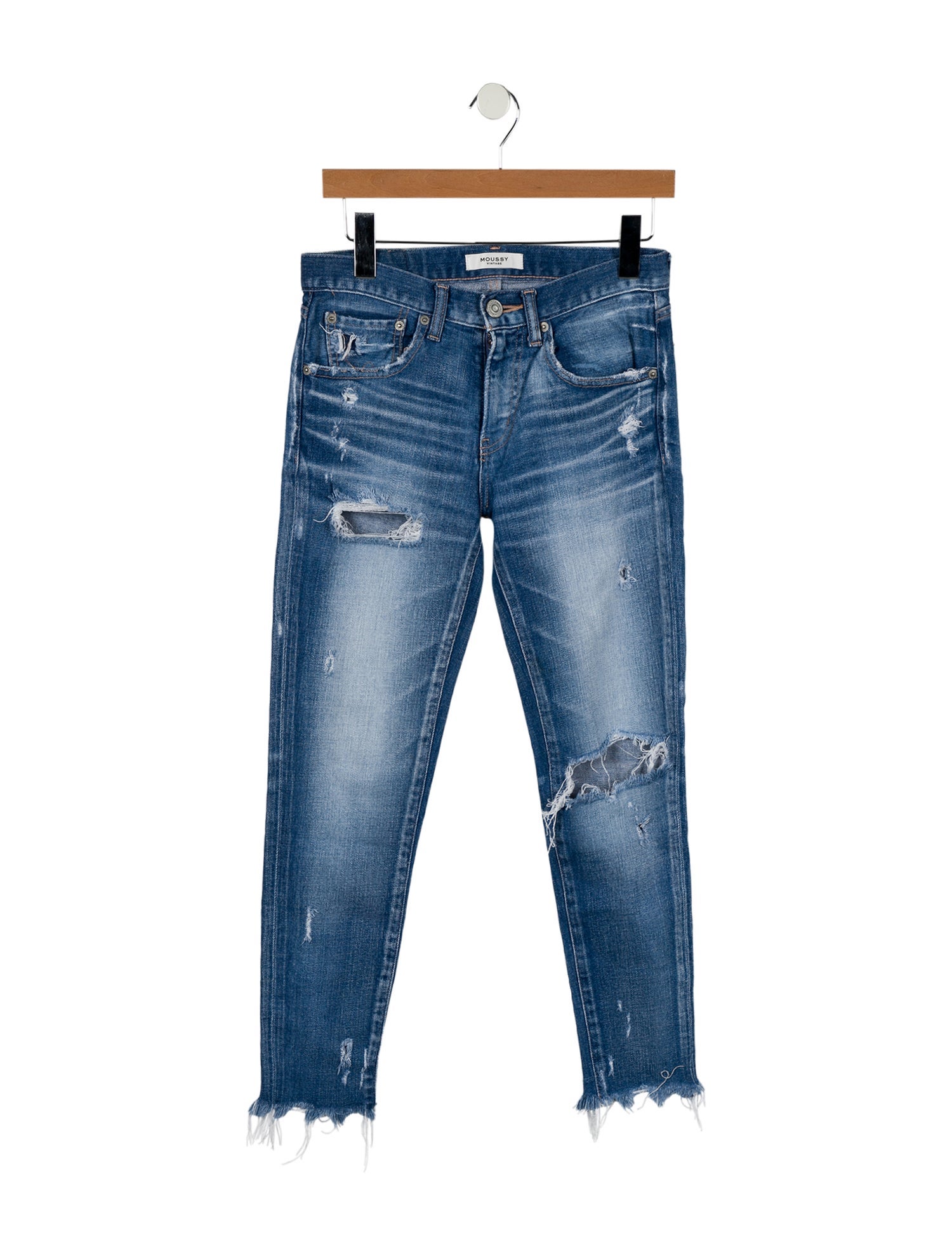 Moussy Mid-Rise Skinny Leg Jeans - Blue, 10" Rise Jeans, Clothing - WMOUS43013 | The RealReal