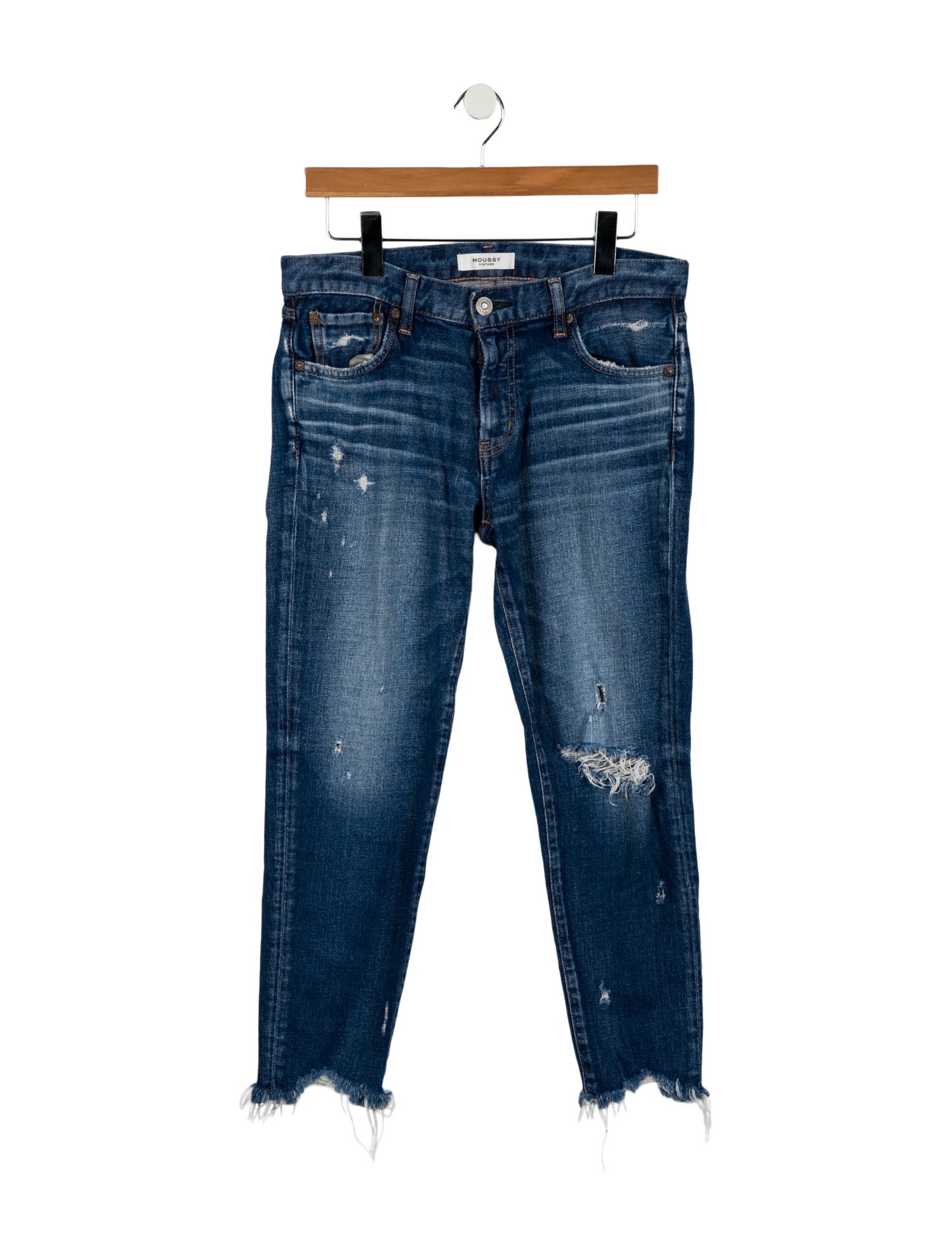 Moussy Mid-Rise Skinny Leg Jeans - Blue, 8.5" Rise Jeans, Clothing - WMOUS43653 | The RealReal