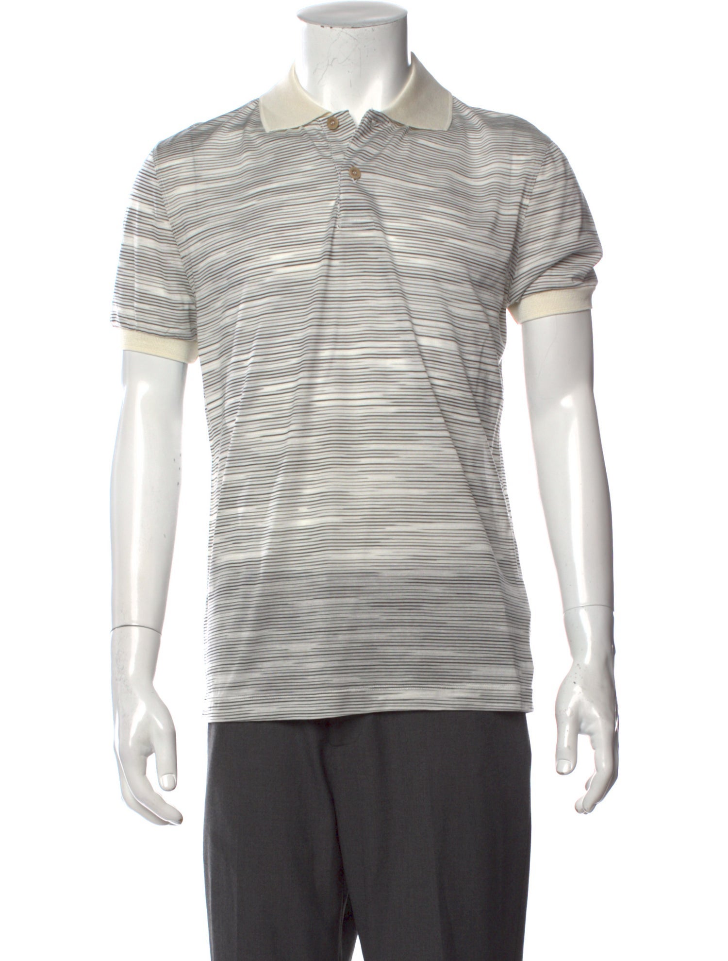 Missoni Sport Striped V-Neck Polo Shirt - Grey Polos, Clothing ...