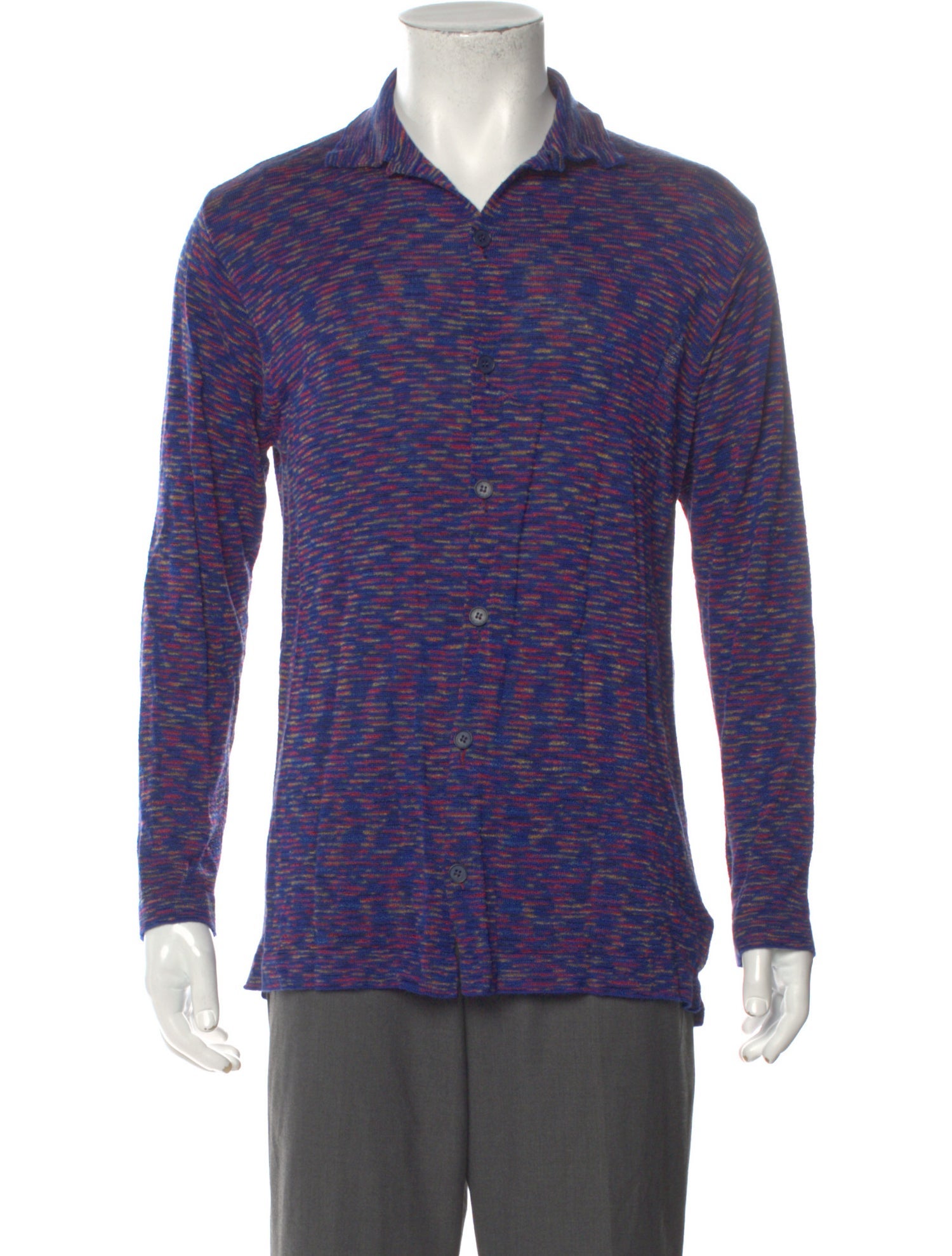 Missoni Sport Collar Long Sleeve Cardigan - Blue Sweaters, Clothing ...