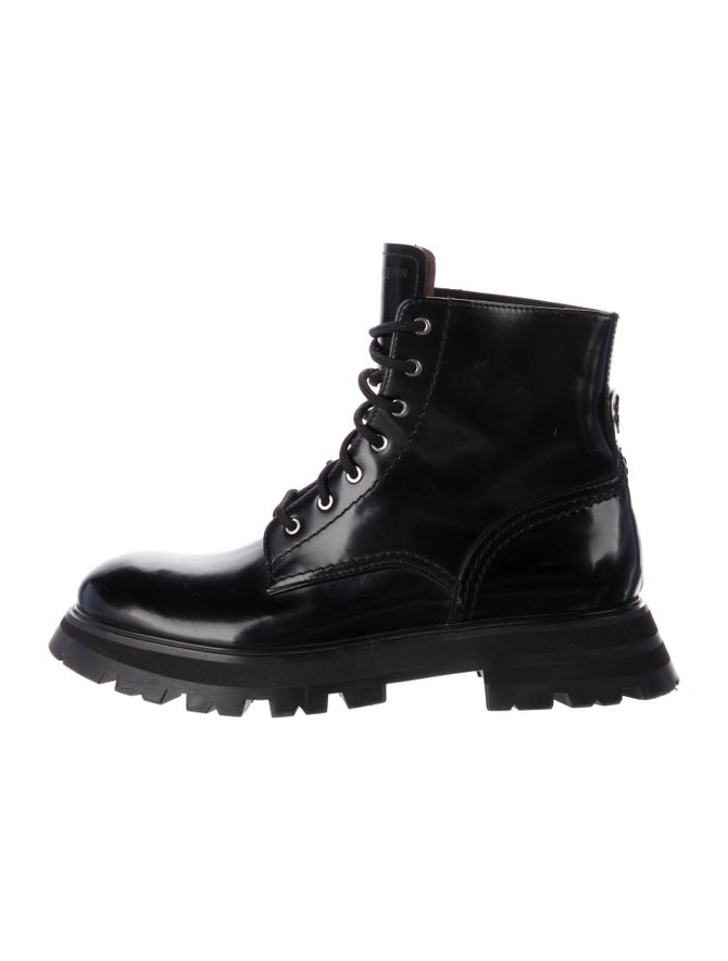 Alexander McQueen Wander Leather Combat Boots - Black Boots, Shoes ...