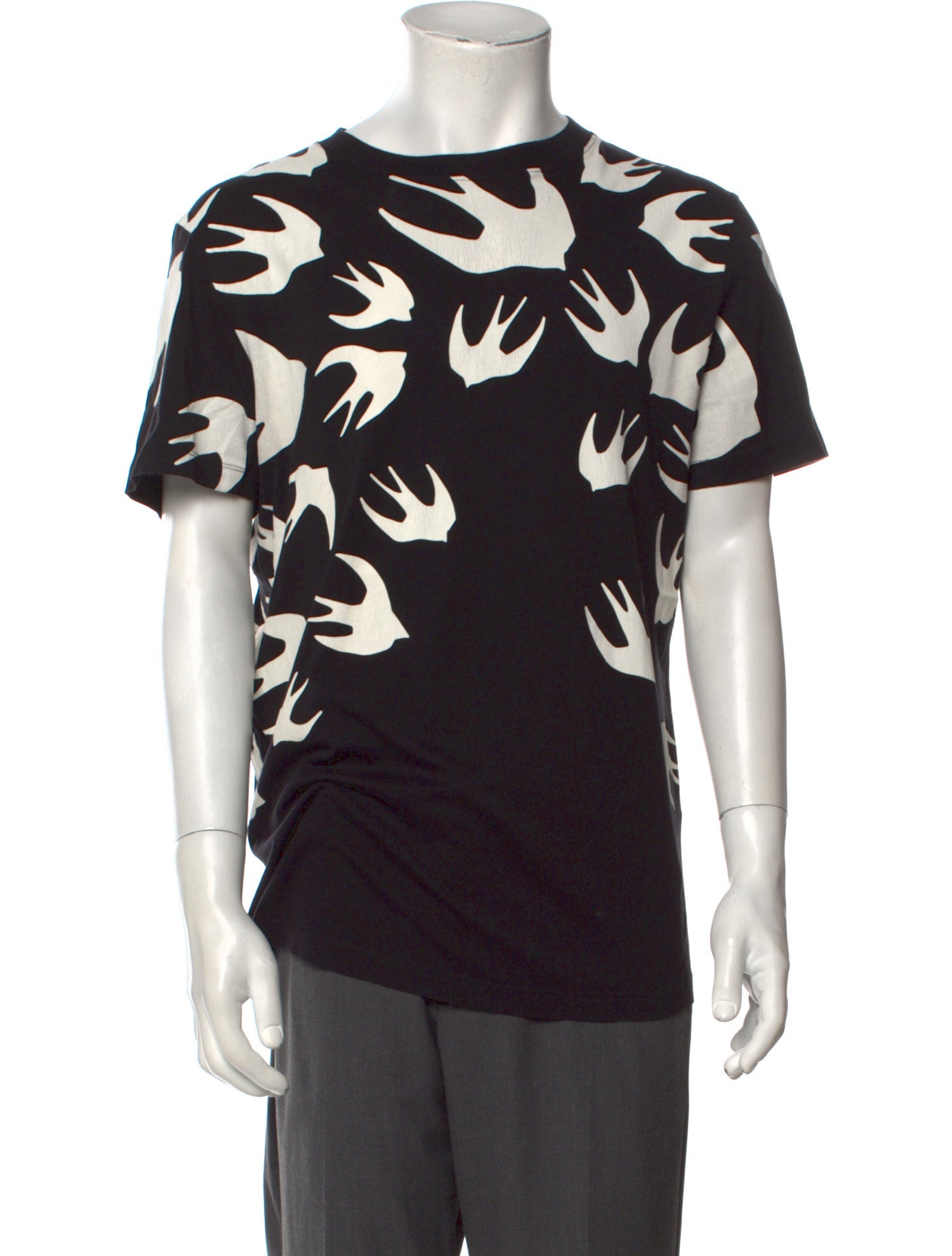 McQ Alexander McQueen Printed Crew Neck T-Shirt - Black T-Shirts ...