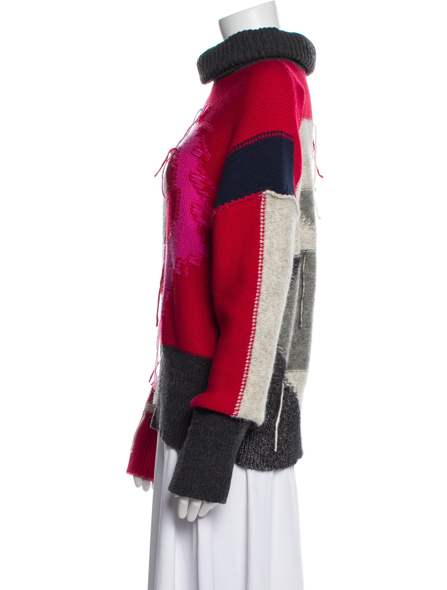 McQ Alexander McQueen Wool Colorblock Pattern Sweater - Grey Knitwear ...