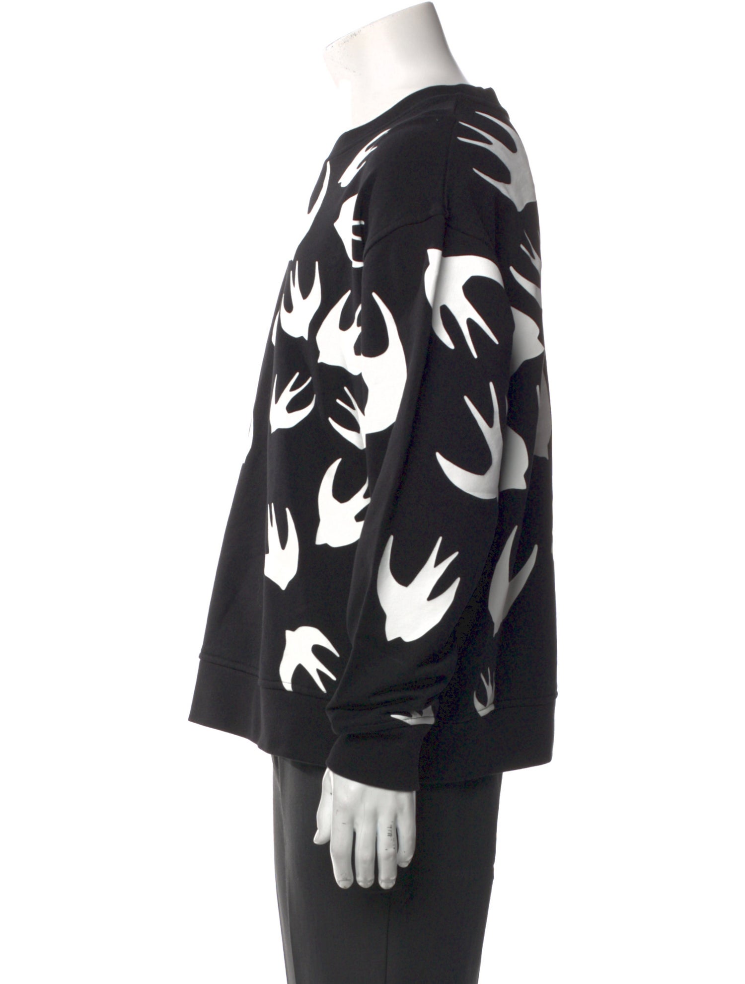 McQ Alexander McQueen Printed Crew Neck Pullover - Black Sweaters ...