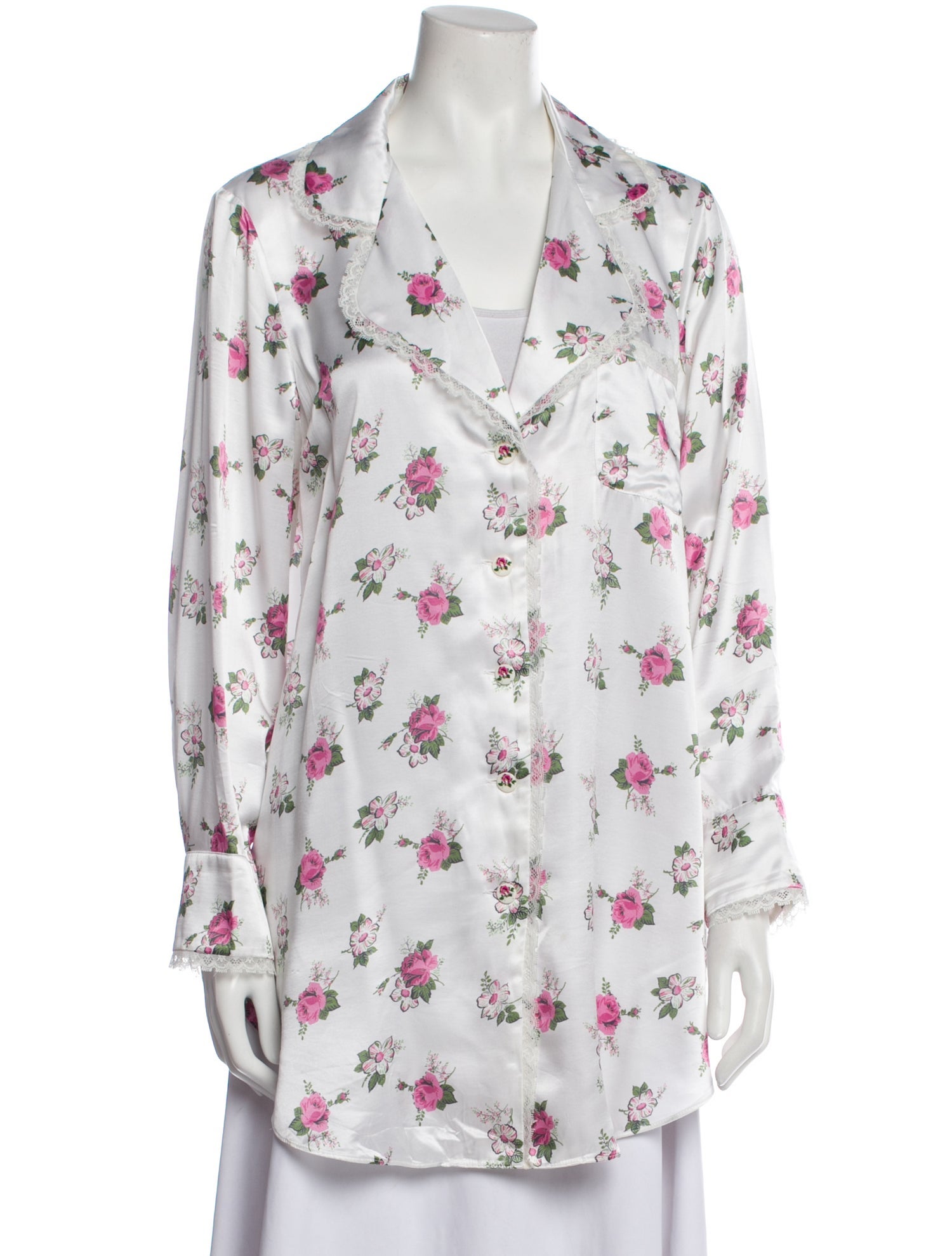 Morgan Lane Floral Print Pajamas White Loungewear Clothing