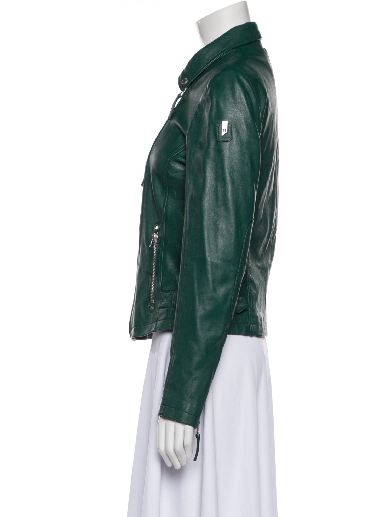 Mauritius Lamb Leather Biker Jacket - Green Jackets, Clothing ...