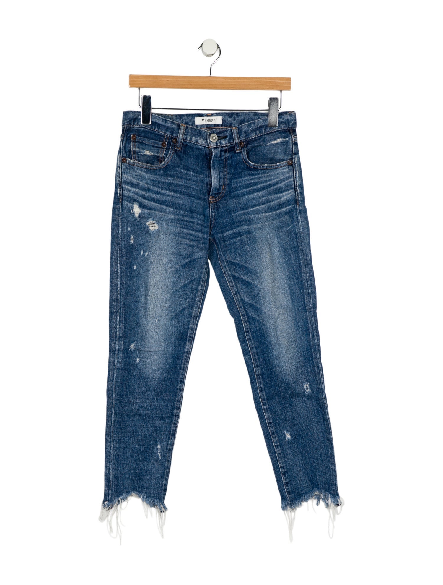 Moussy Vintage Mid-Rise Skinny Leg Jeans - Blue, 9" Rise Jeans, Clothing - WMSVT25323 | The RealReal