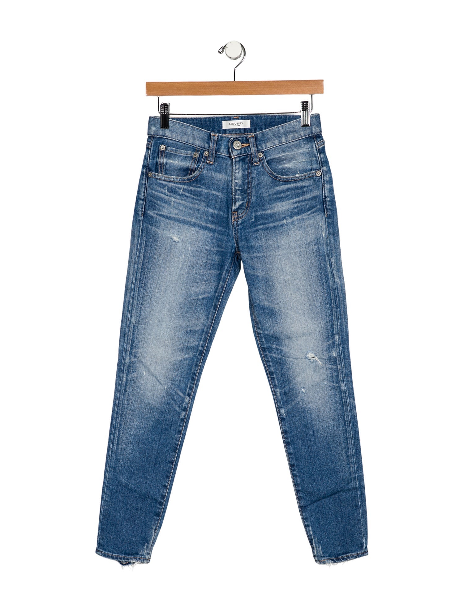 Moussy Vintage Mid-Rise Skinny Leg Jeans - Blue, 9" Rise Jeans, Clothing - WMSVT27375 | The RealReal