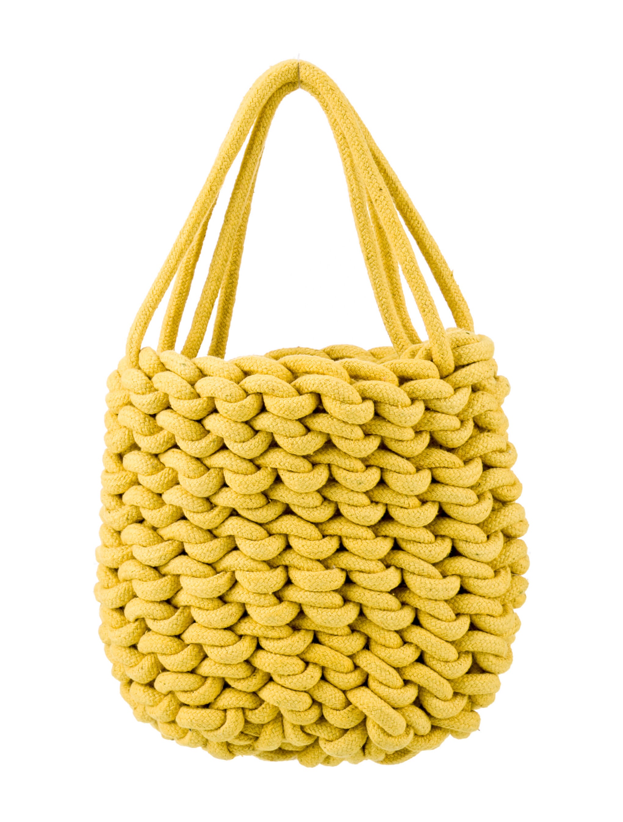 Matta Woven Rope Handle Bag - Yellow Handle Bags, Handbags - WMTTA23212 ...