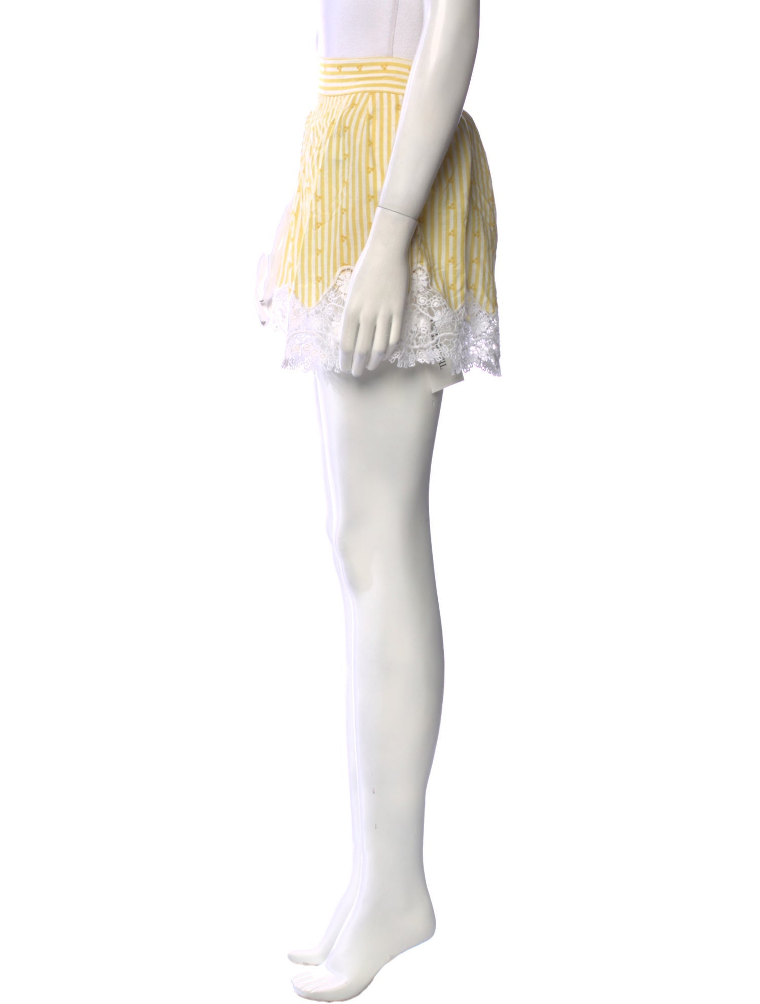 Miguelina Striped Mini Shorts - Yellow, 14" Rise Shorts, Clothing ...