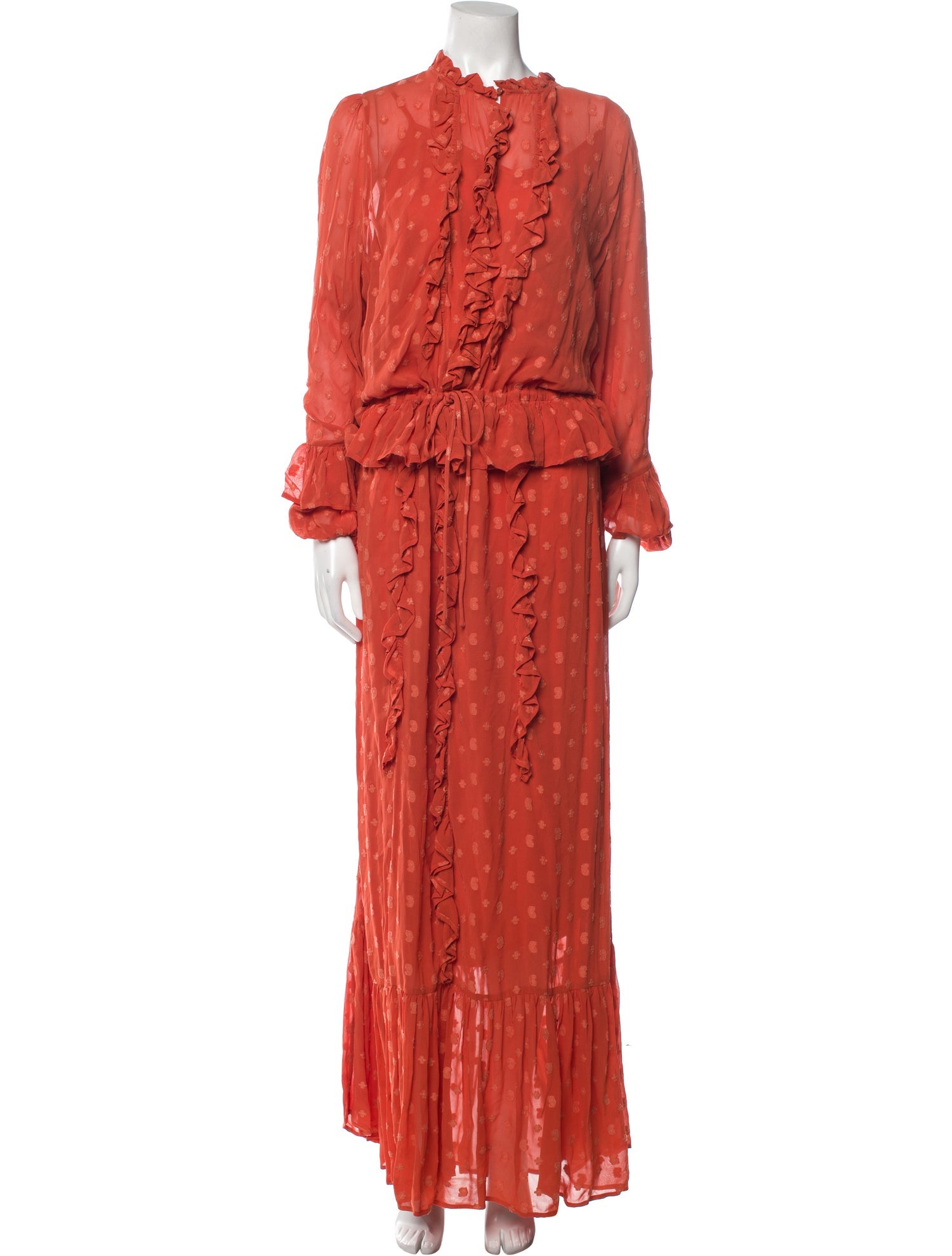 Munthe Printed Long Dress - Orange Dresses, Clothing - WMUNT21343 | The ...