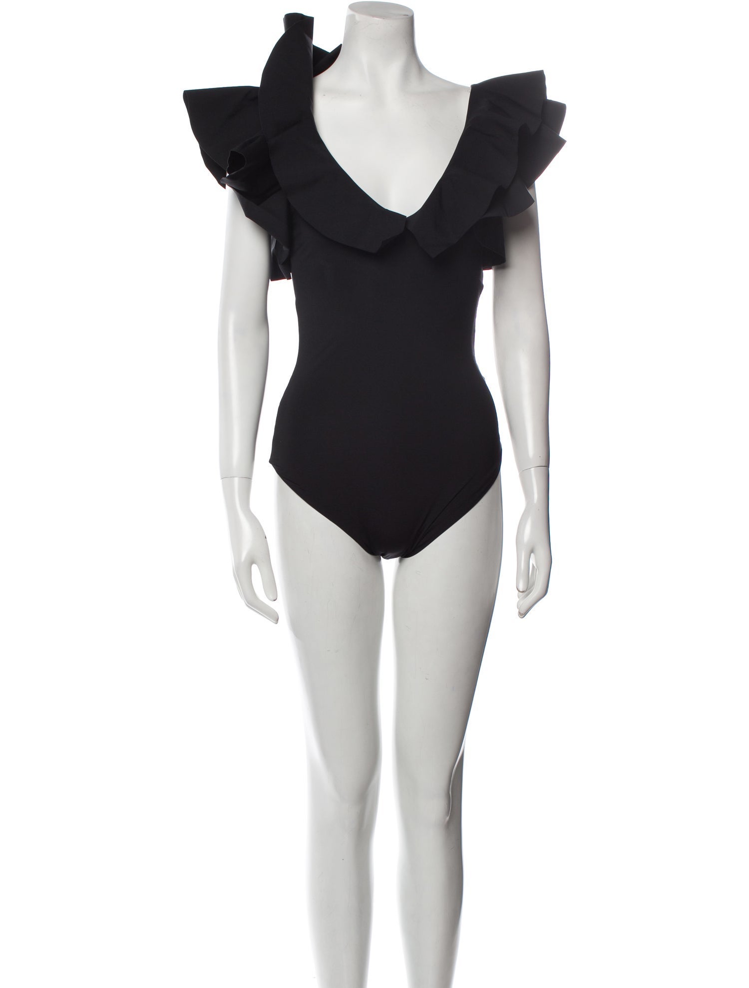 Maygel Coronel Ruffle Embellishment One-Piece w/ Tags - Black Swimwear ...