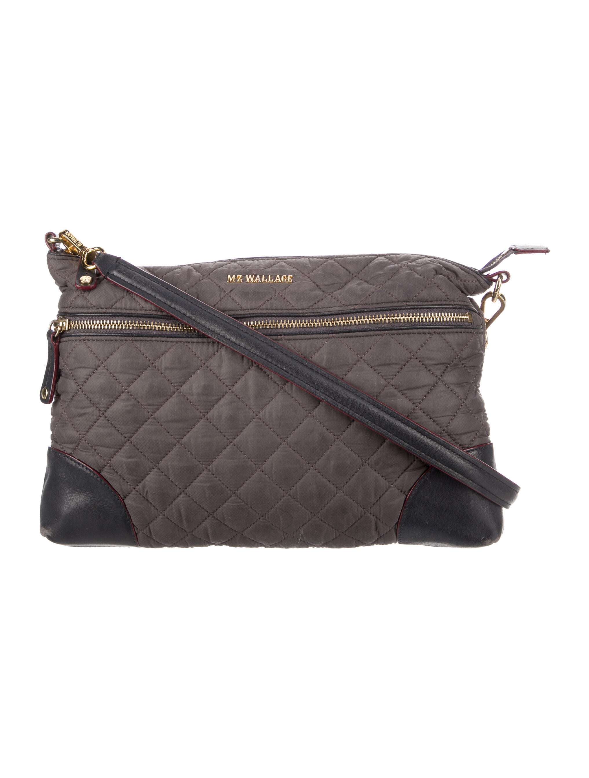 MZ Wallace Leather-Trimmed Quilted Nylon Crossbody Bag - Grey Crossbody ...
