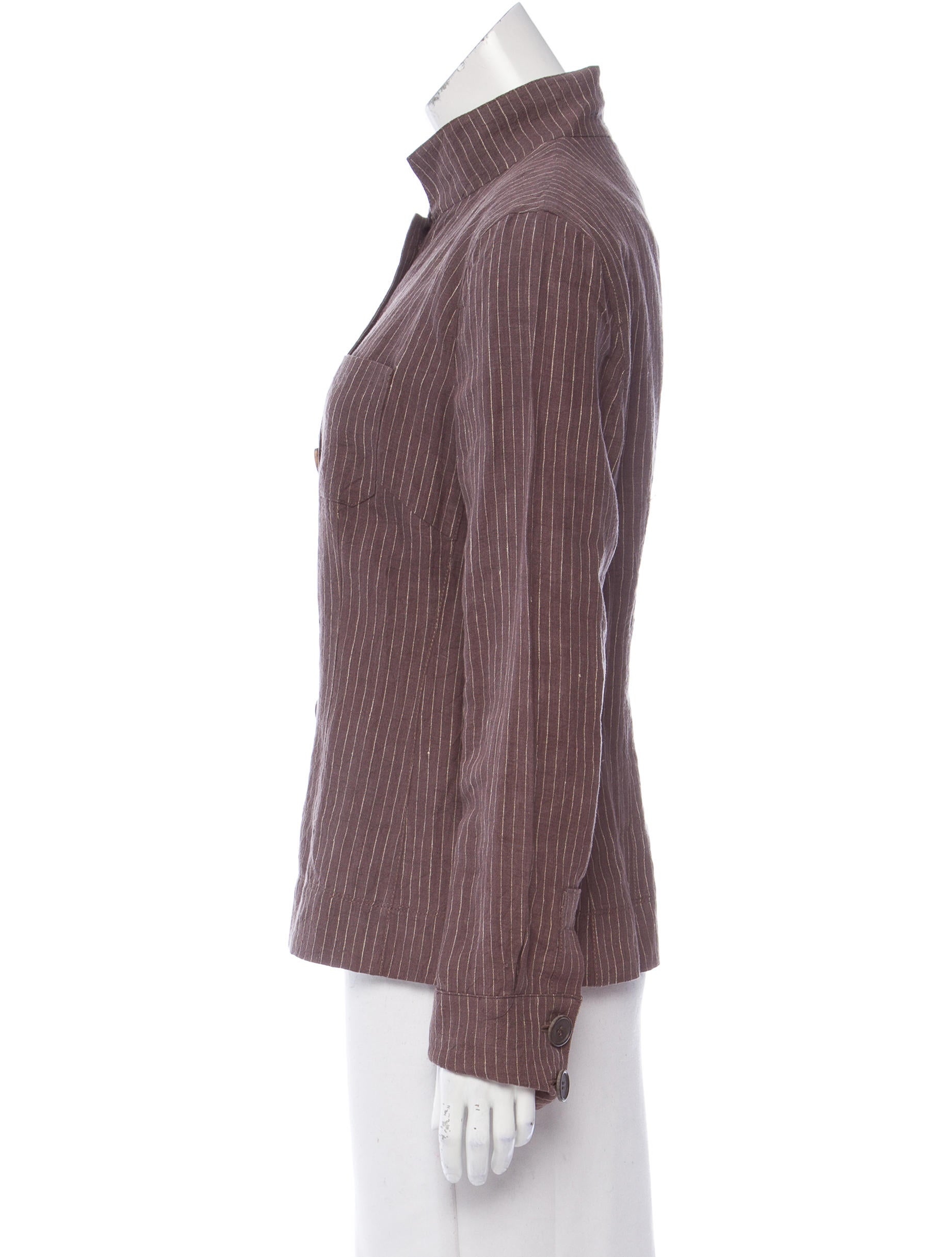 Magaschoni Linen Pinstripe Jacket - Brown Jackets, Clothing - WN125841 ...