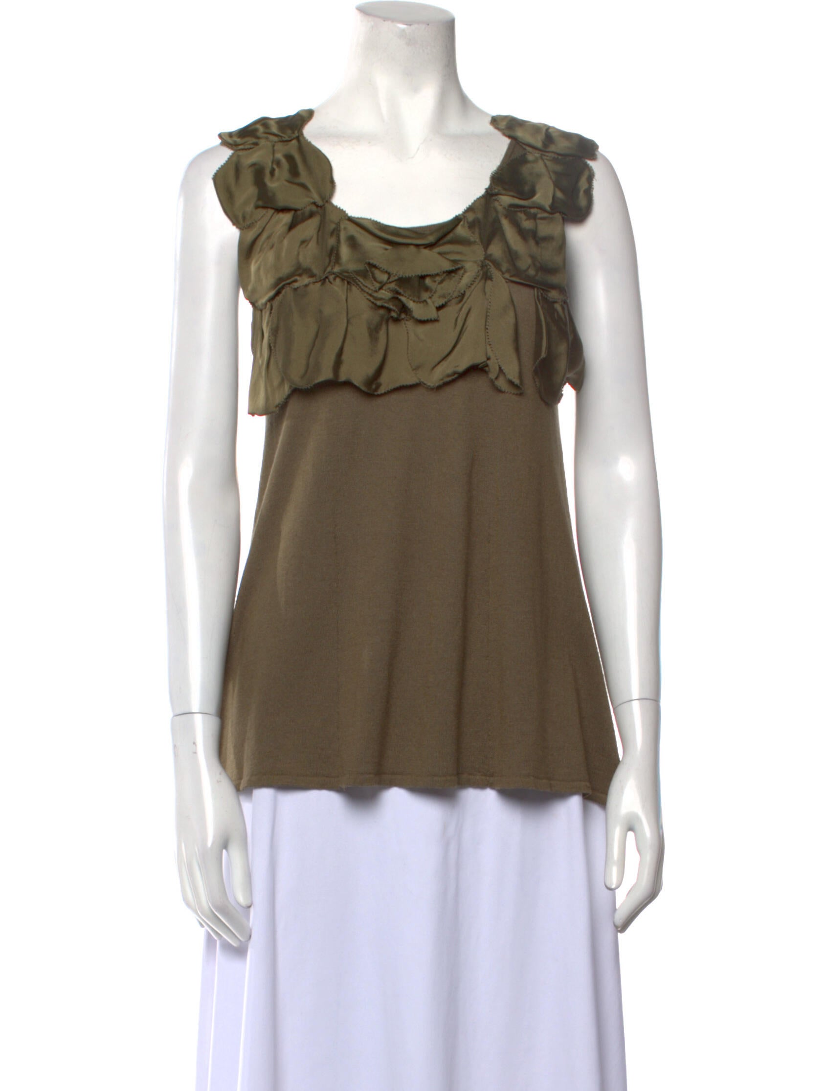 Magaschoni Silk Scoop Neck Top - Green Tops, Clothing - WN144469 | The ...