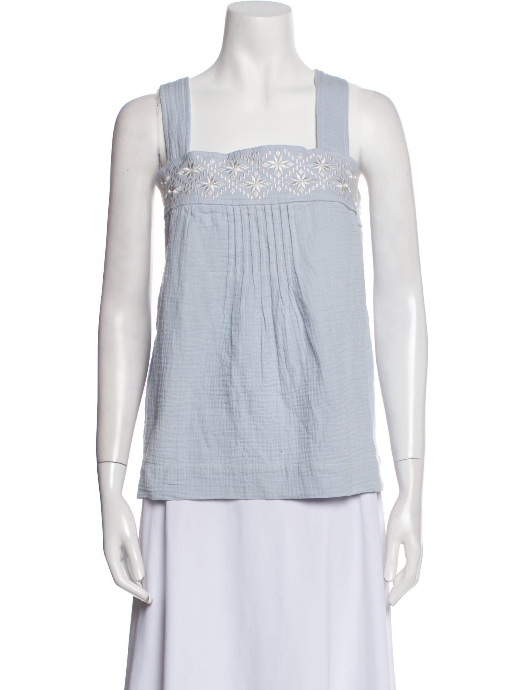 Magaschoni Square Neckline Sleeveless Top w/ Tags - Blue Tops, Clothing ...