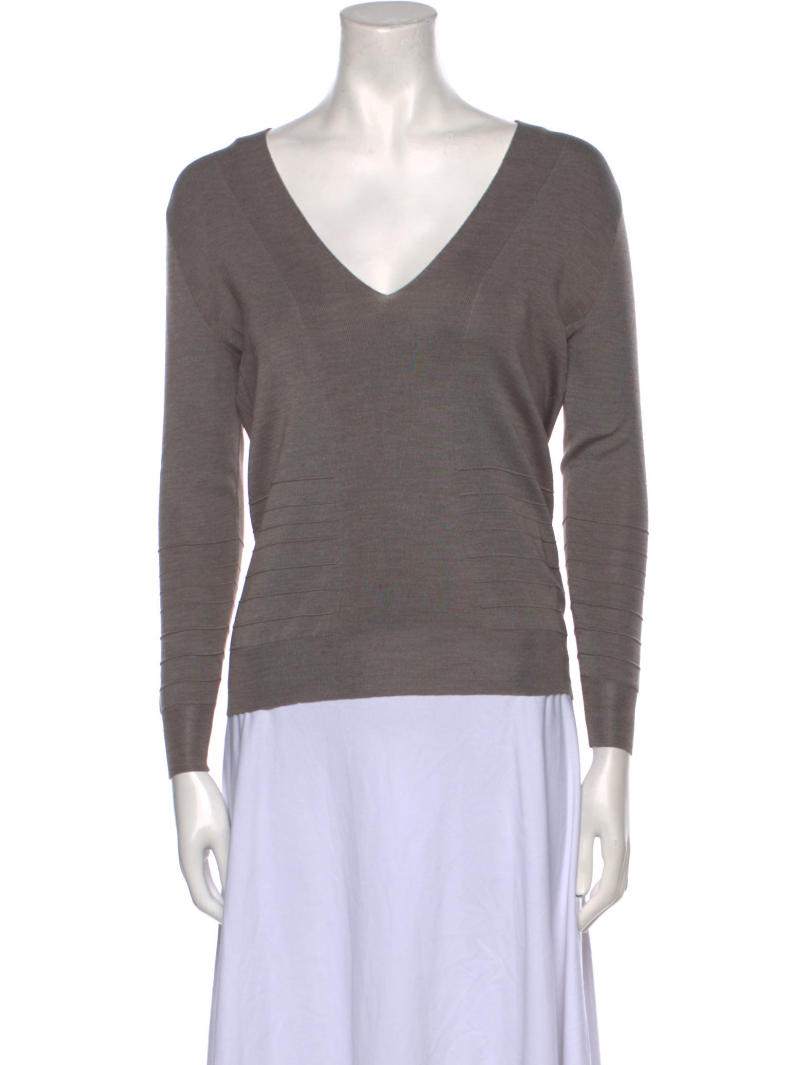 Partow Silk V-Neck Sweater - Grey Knitwear, Clothing - WN321351 | The ...