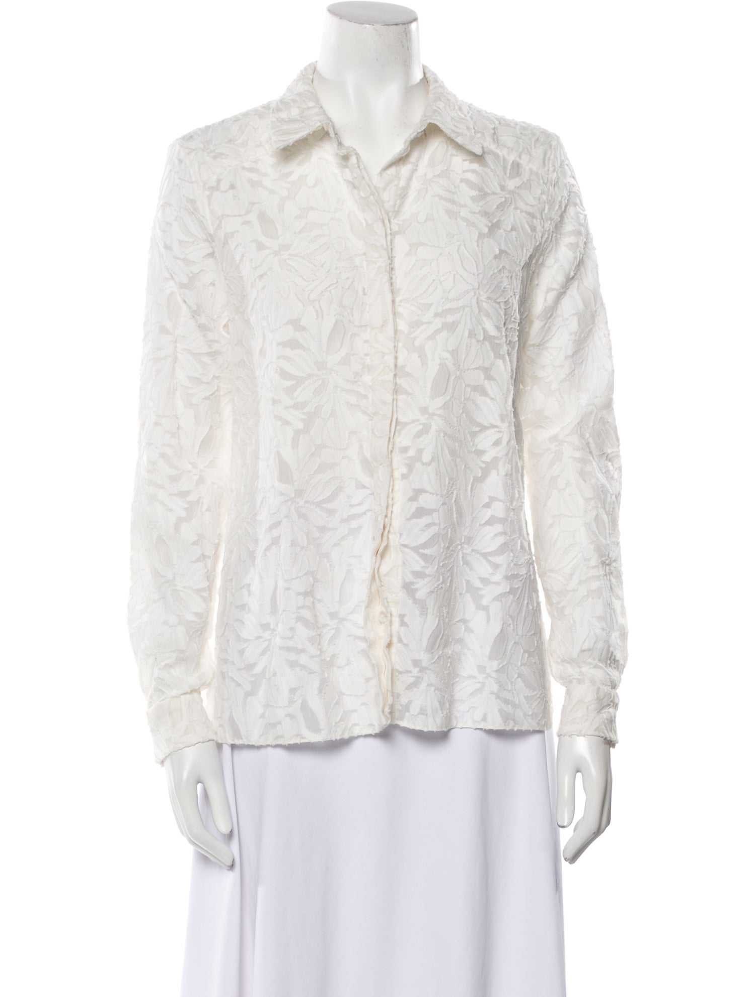 Partow Printed Long Sleeve Button-Up Top - Neutrals Tops, Clothing ...