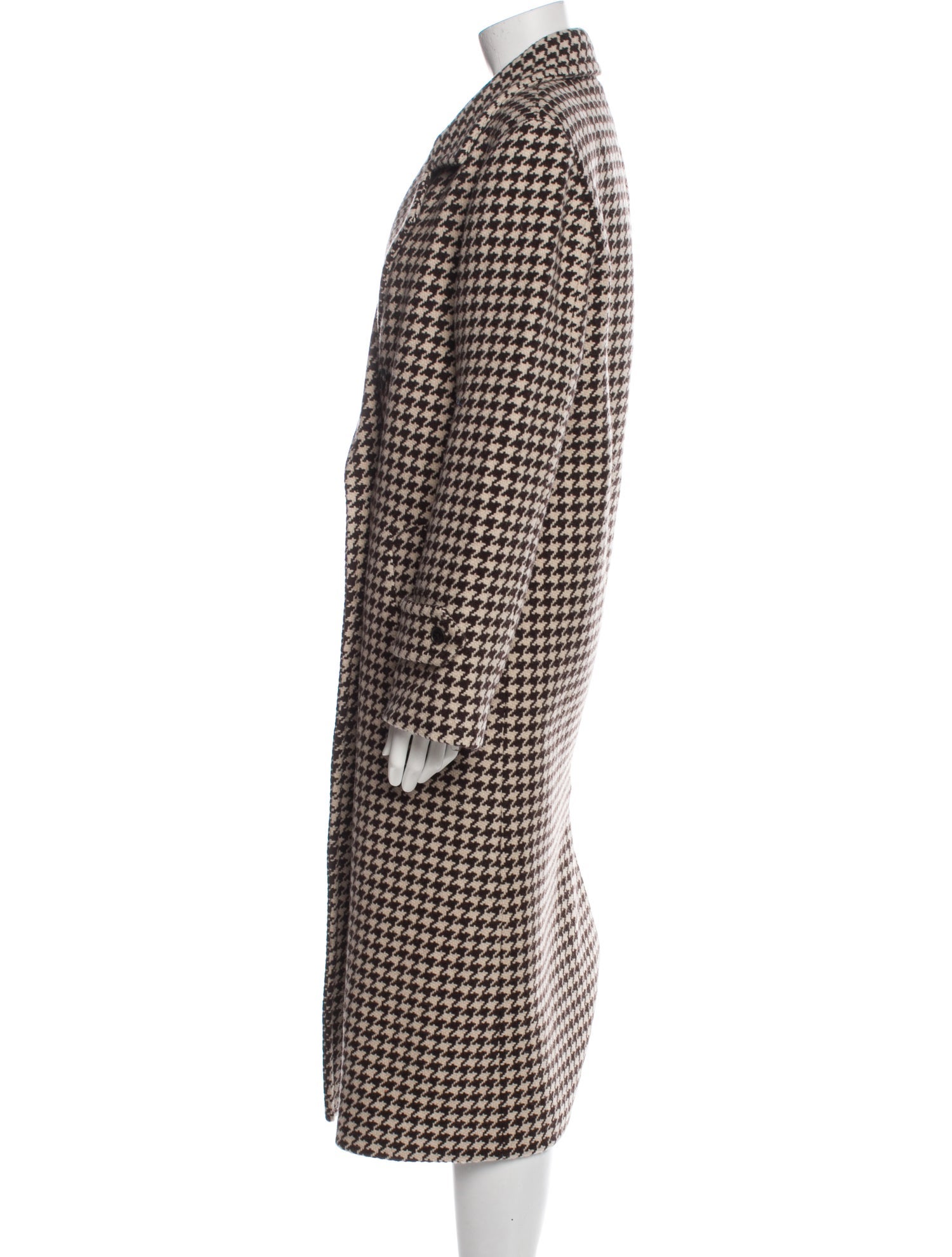 Nili Lotan Virgin Wool Houndstooth Print Peacoat w/ Tags - Brown Coats ...