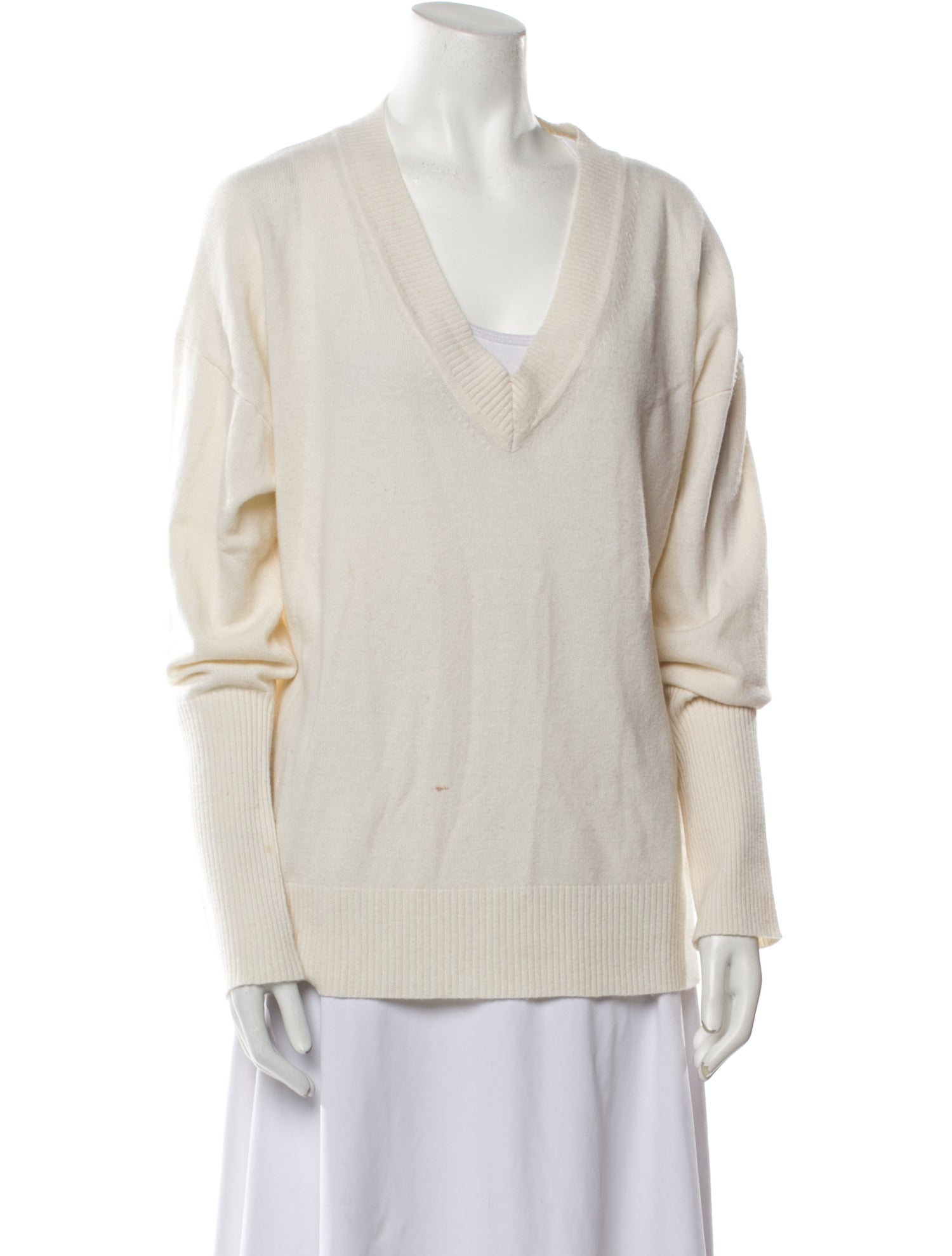 Nili Lotan Cashmere Plunge Neckline Sweater - Neutrals Knitwear ...