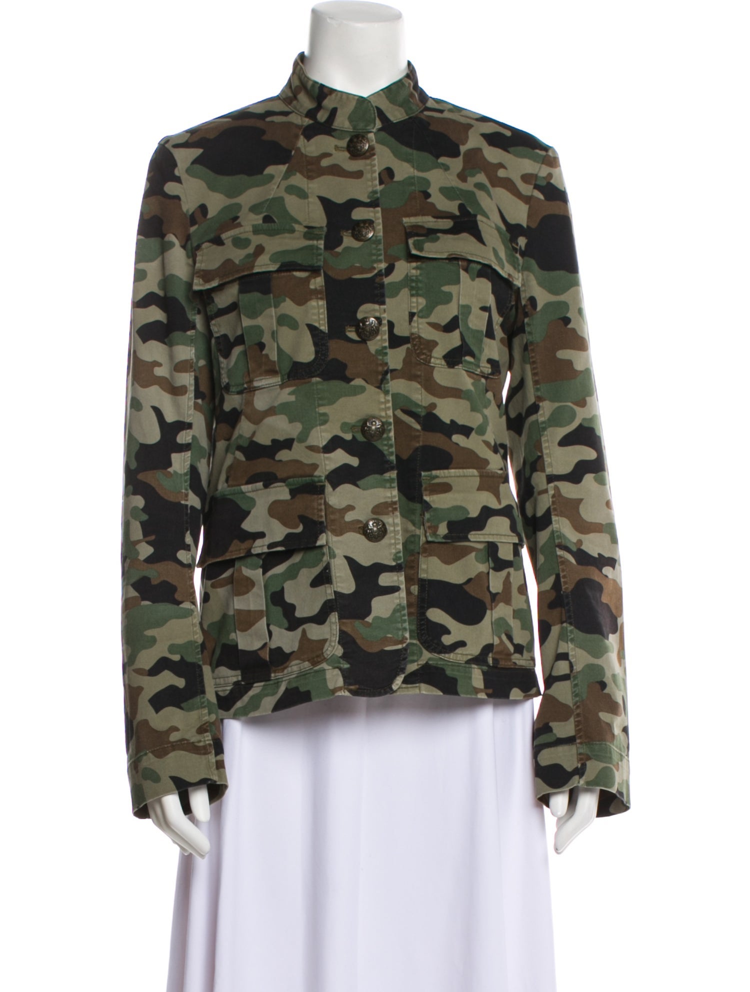 Nili Lotan Camouflage Print Utility Jacket - Green Jackets, Clothing ...