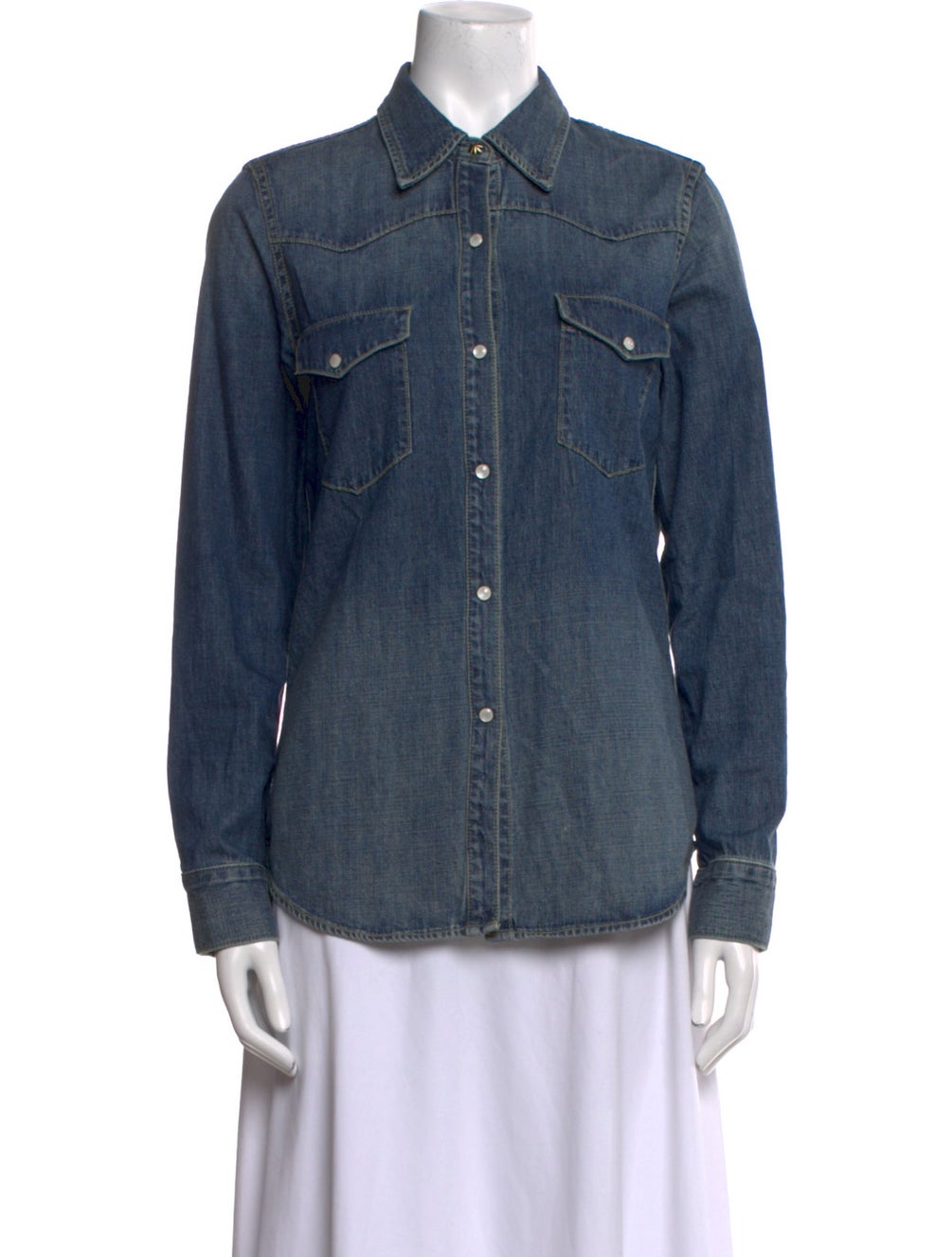 Nili Lotan Long Sleeve Button-Up Top - Blue Tops, Clothing - WN5157999 ...