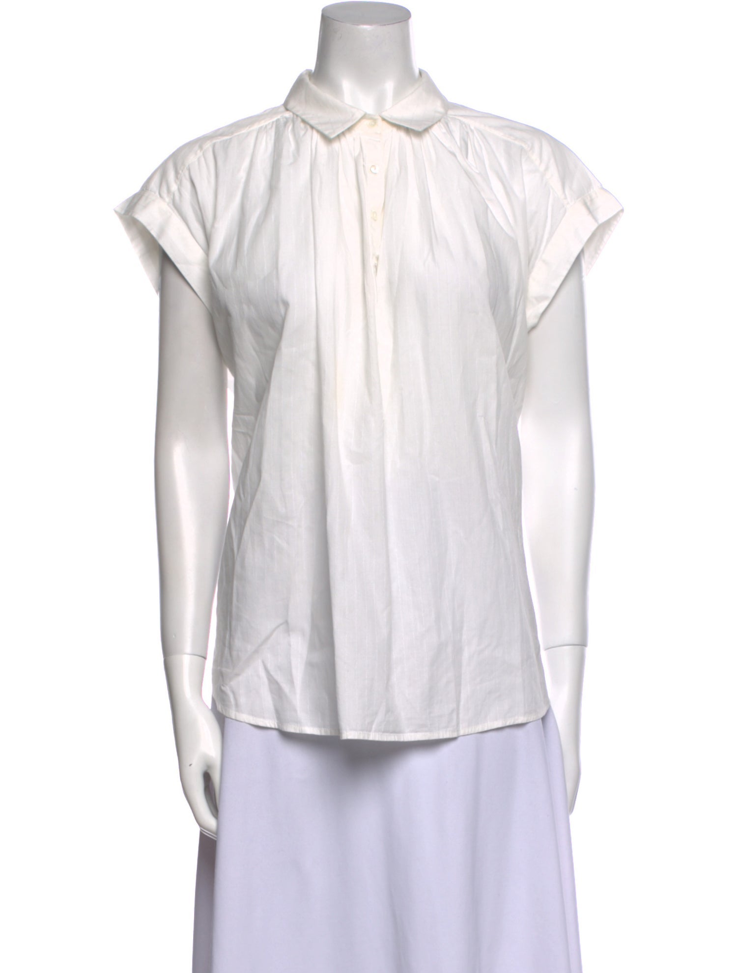 Nili Lotan Short Sleeve Button-Up Top - White Tops, Clothing ...