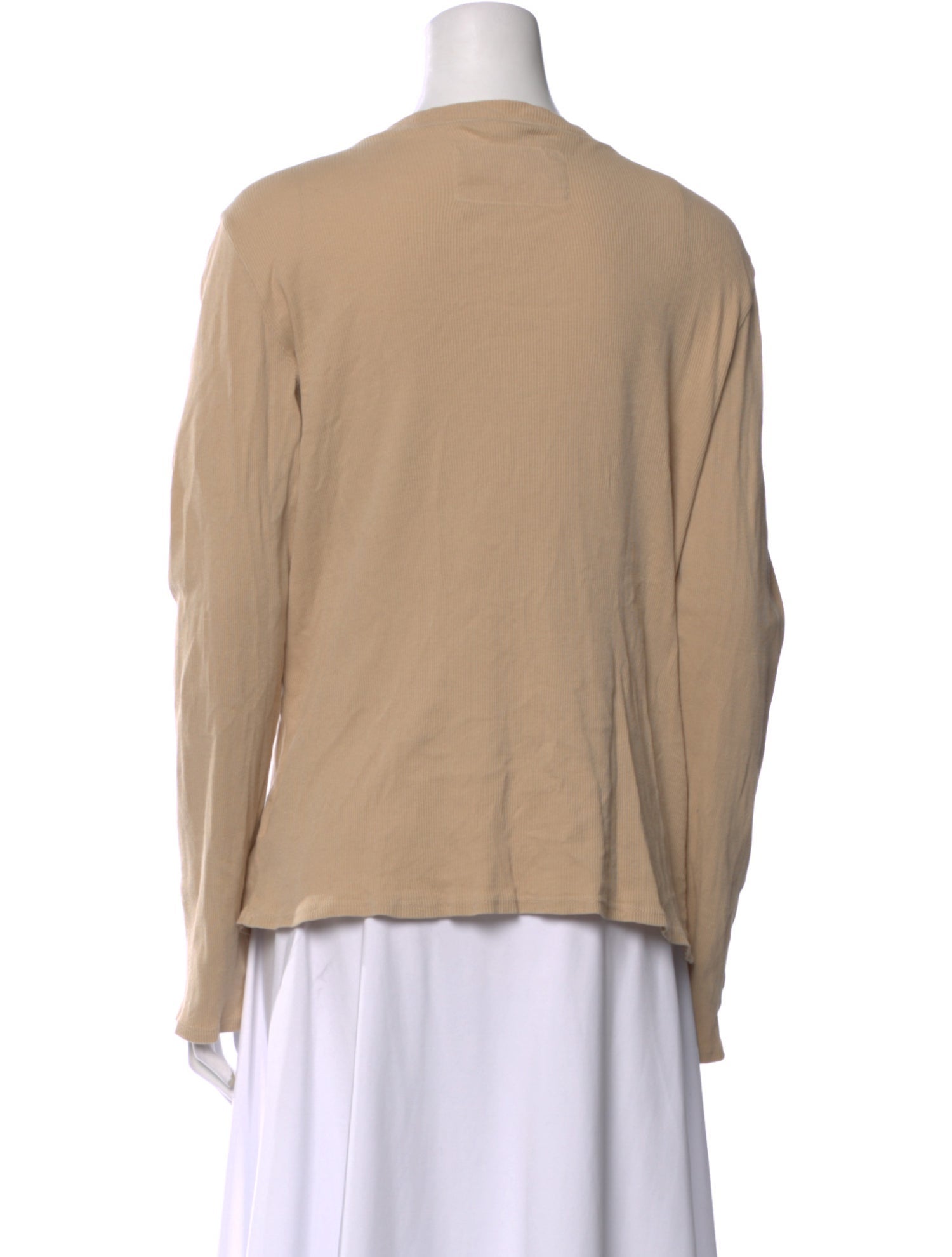 Nili Lotan V-Neck Long Sleeve Polo - Brown Tops, Clothing - WN5160900 | The RealReal