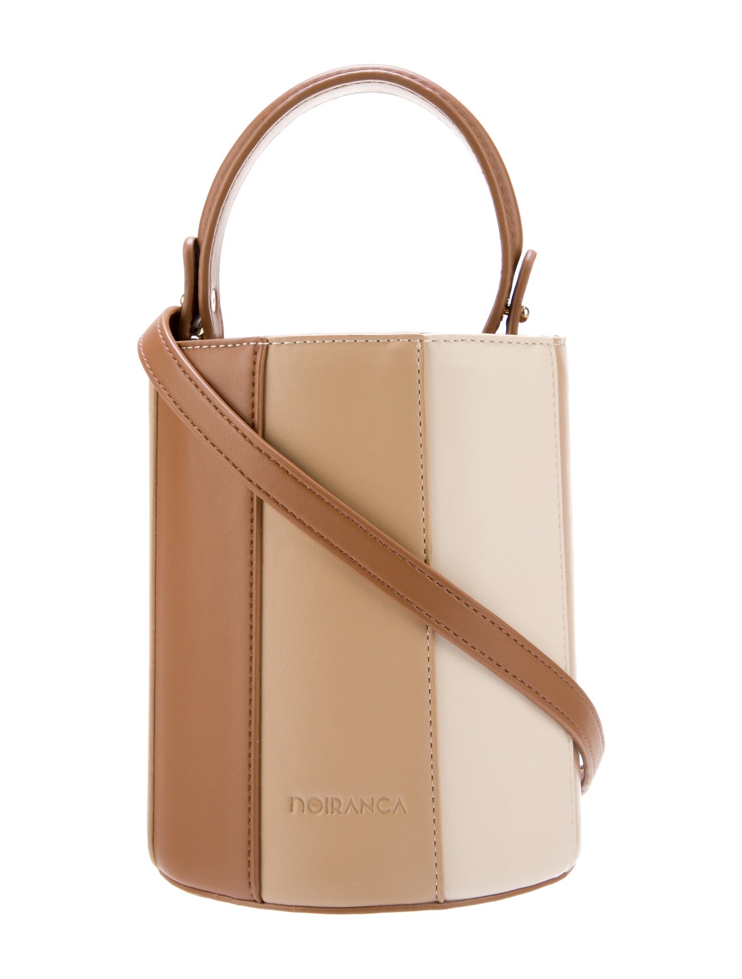 Noiranca Panels Pattern Leather Bucket Bag - Brown Bucket Bags ...