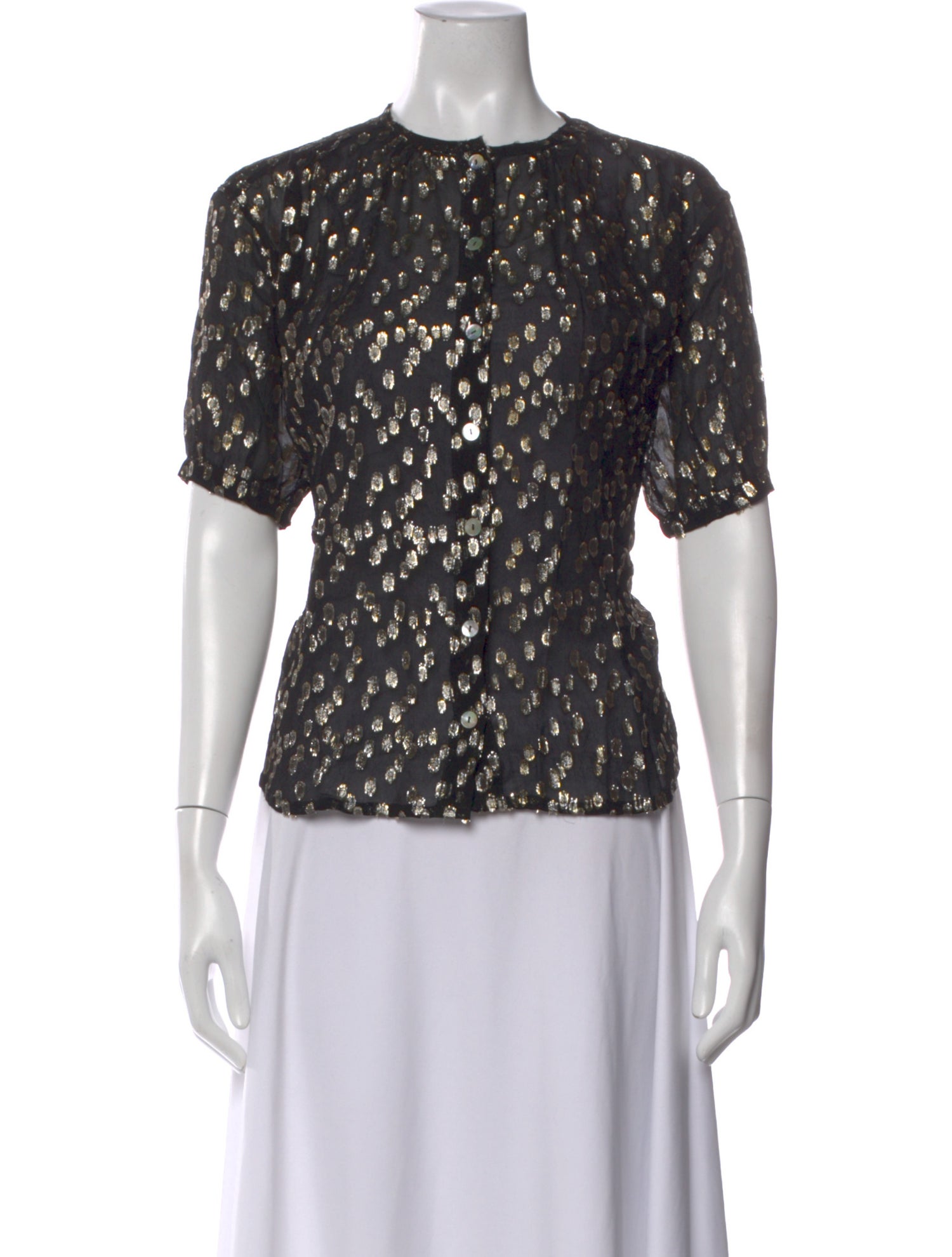 Natalie Martin Printed Crew Neck Blouse w/ Tags - Black Tops, Clothing ...